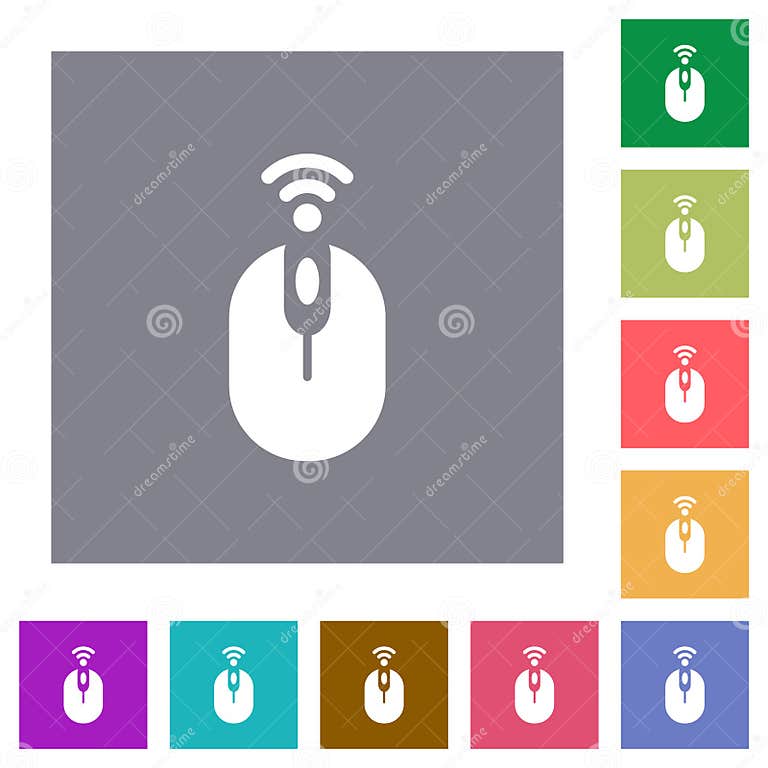 Wireless Computer Mouse Square Flat Icons Stock Vector - Illustration ...