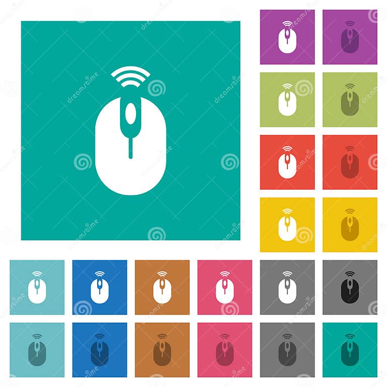 Wireless Computer Mouse Square Flat Multi Colored Icons Stock Vector ...