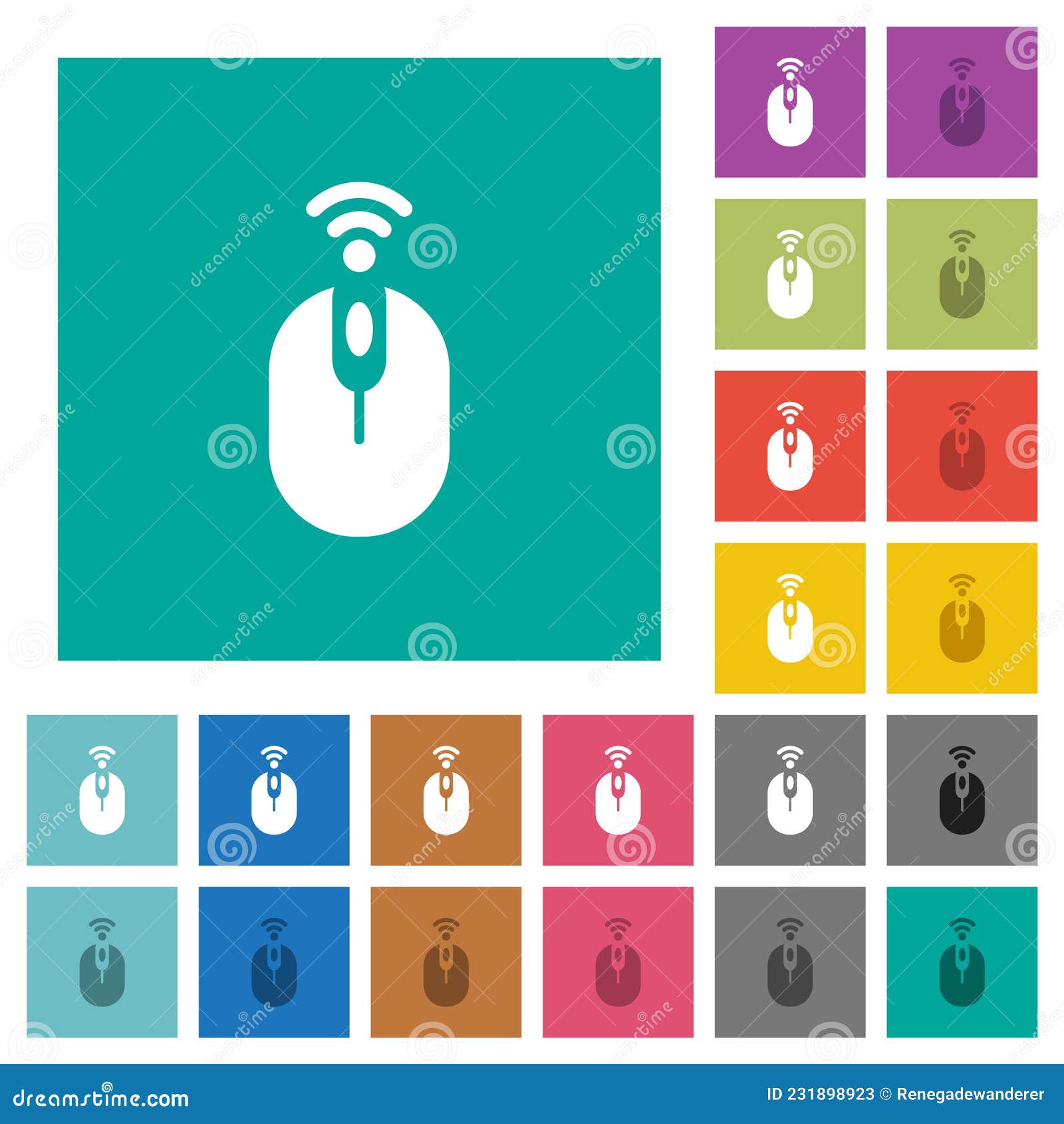 Wireless Computer Mouse Square Flat Multi Colored Icons Stock Vector ...