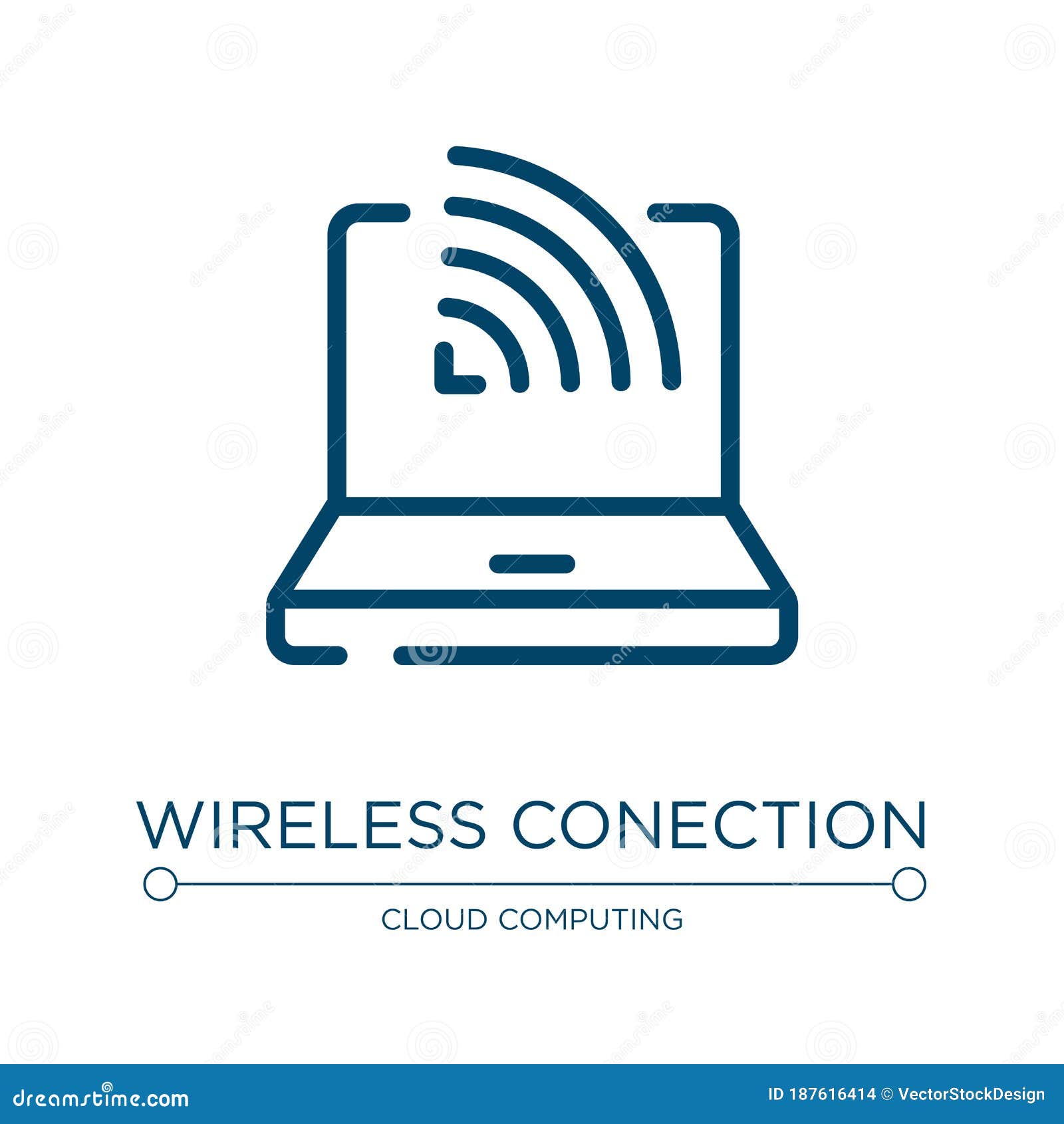 Wireless Conection Icon. Linear Vector Illustration from Material ...