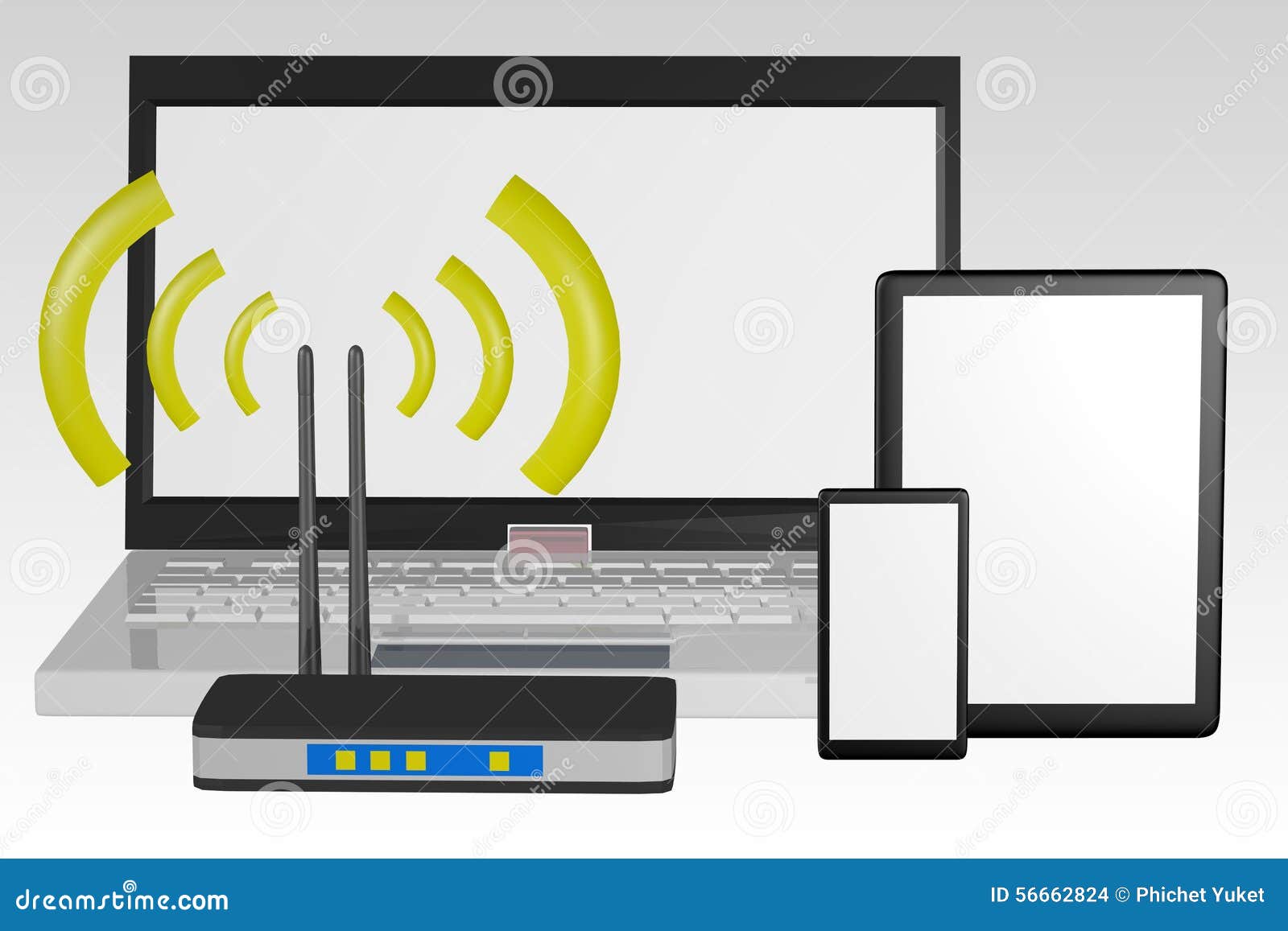 Wireless connect computer stock illustration. Illustration of internet ...