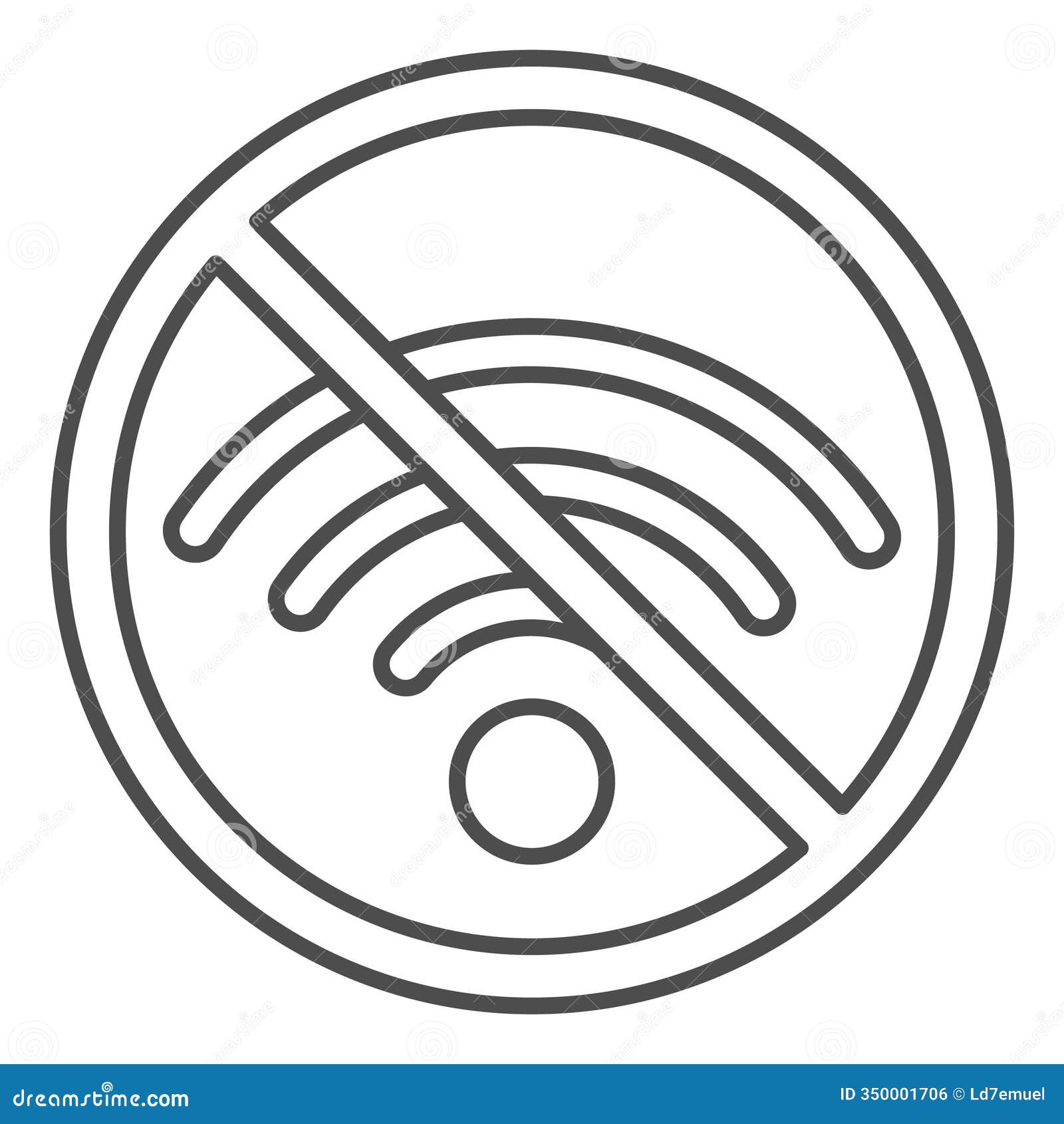 Wireless Connection Ban Thin Line Icon, Prohibited Elements Concept ...