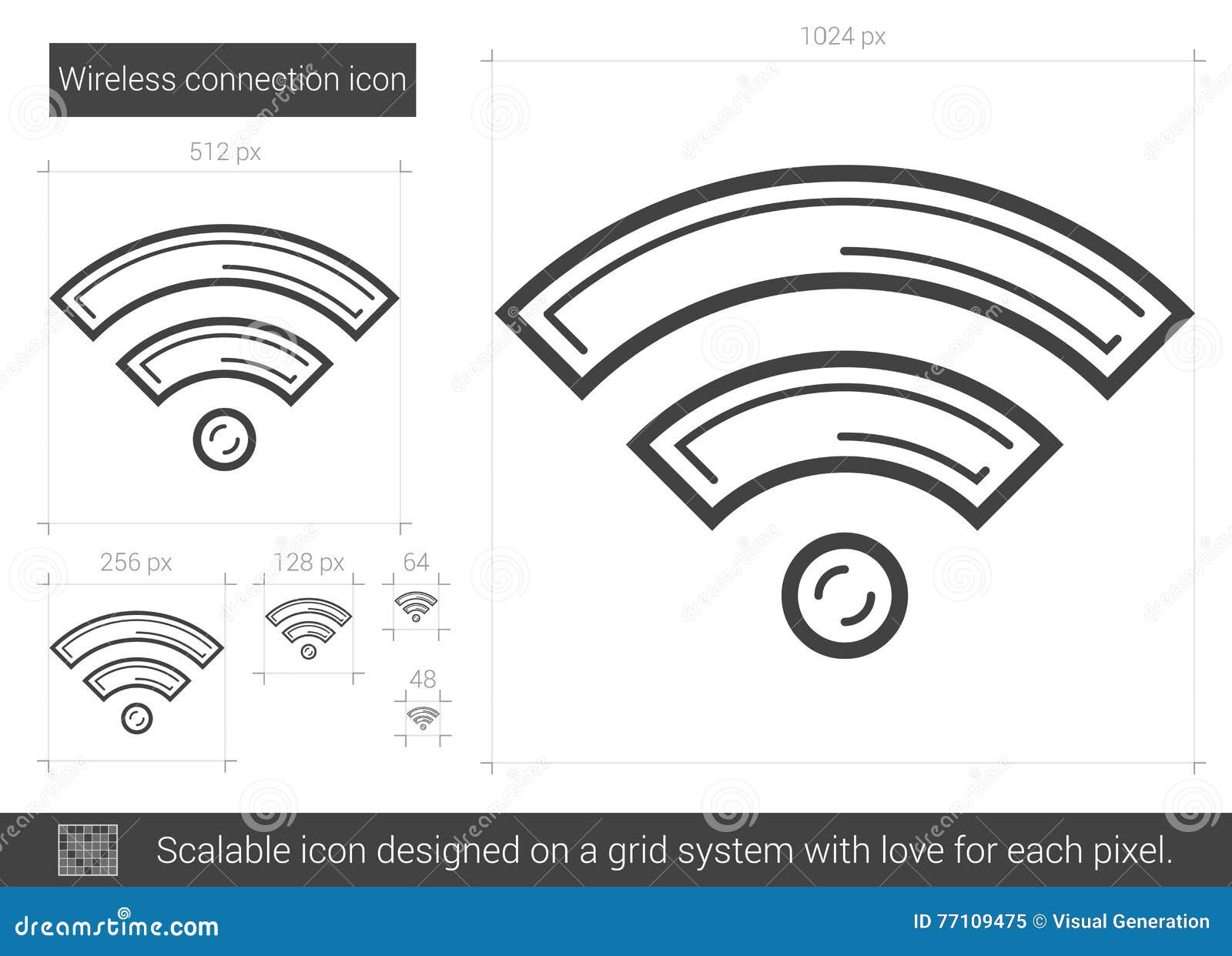 Wireless Connection Line Icon. Stock Vector - Illustration of ...