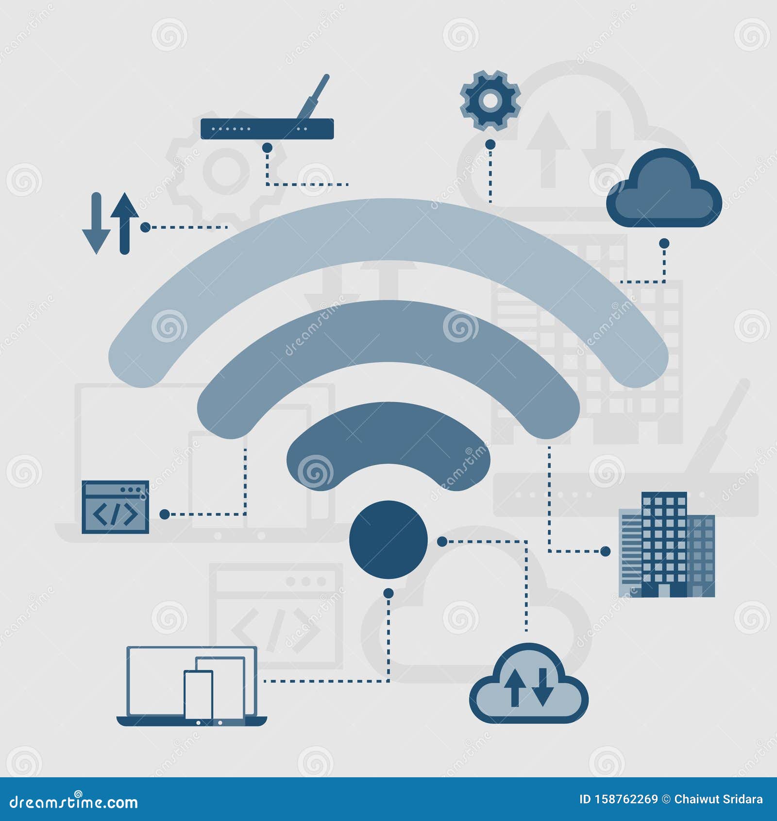 Wireless Connection Network Technology, Vector Illustration Stock ...