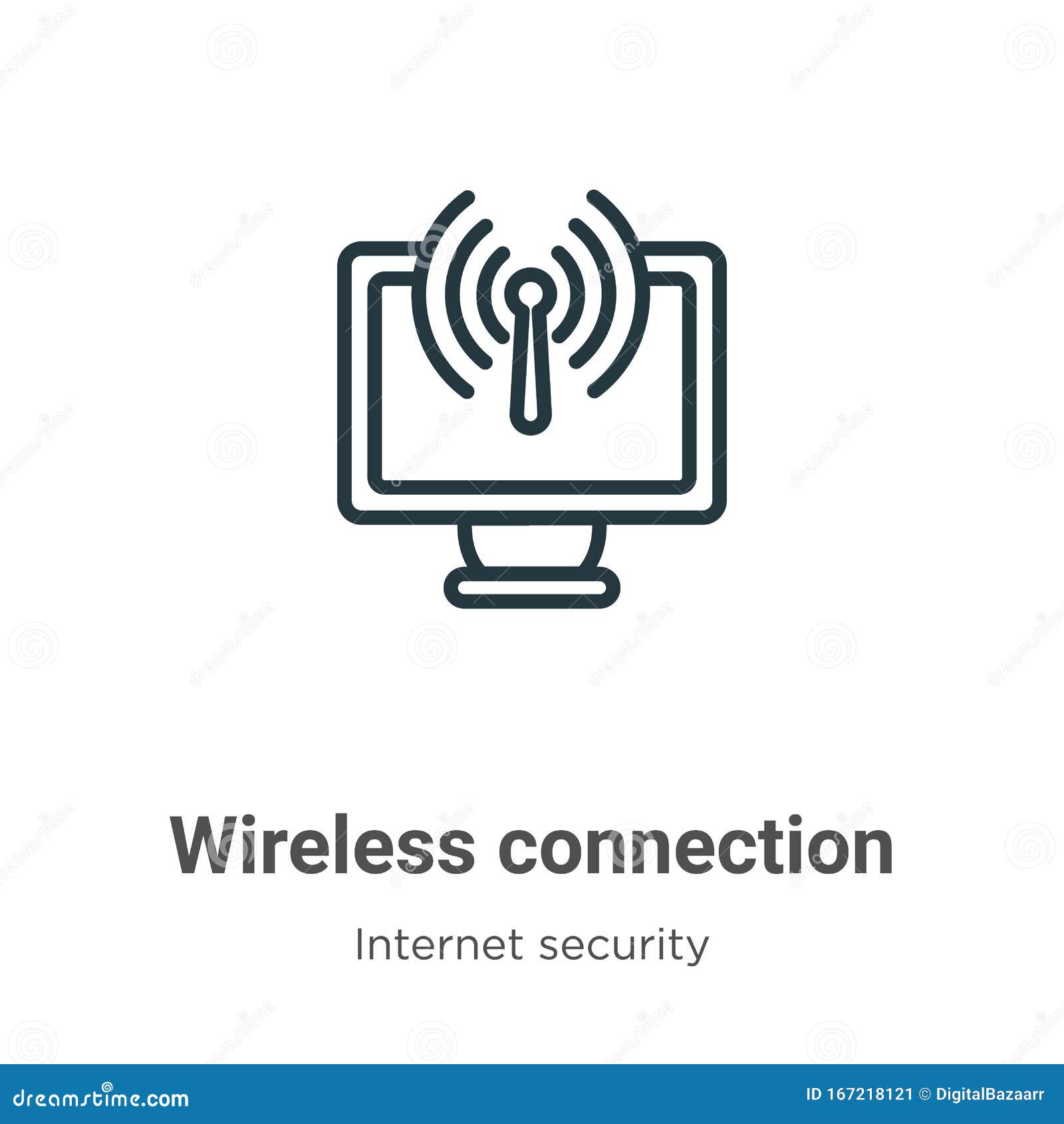Wireless Connection Outline Vector Icon. Thin Line Black Wireless ...