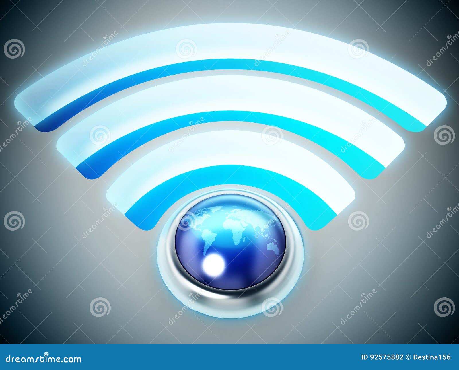 Wireless Connection Symbol with Earth. 3D Illustration Stock ...