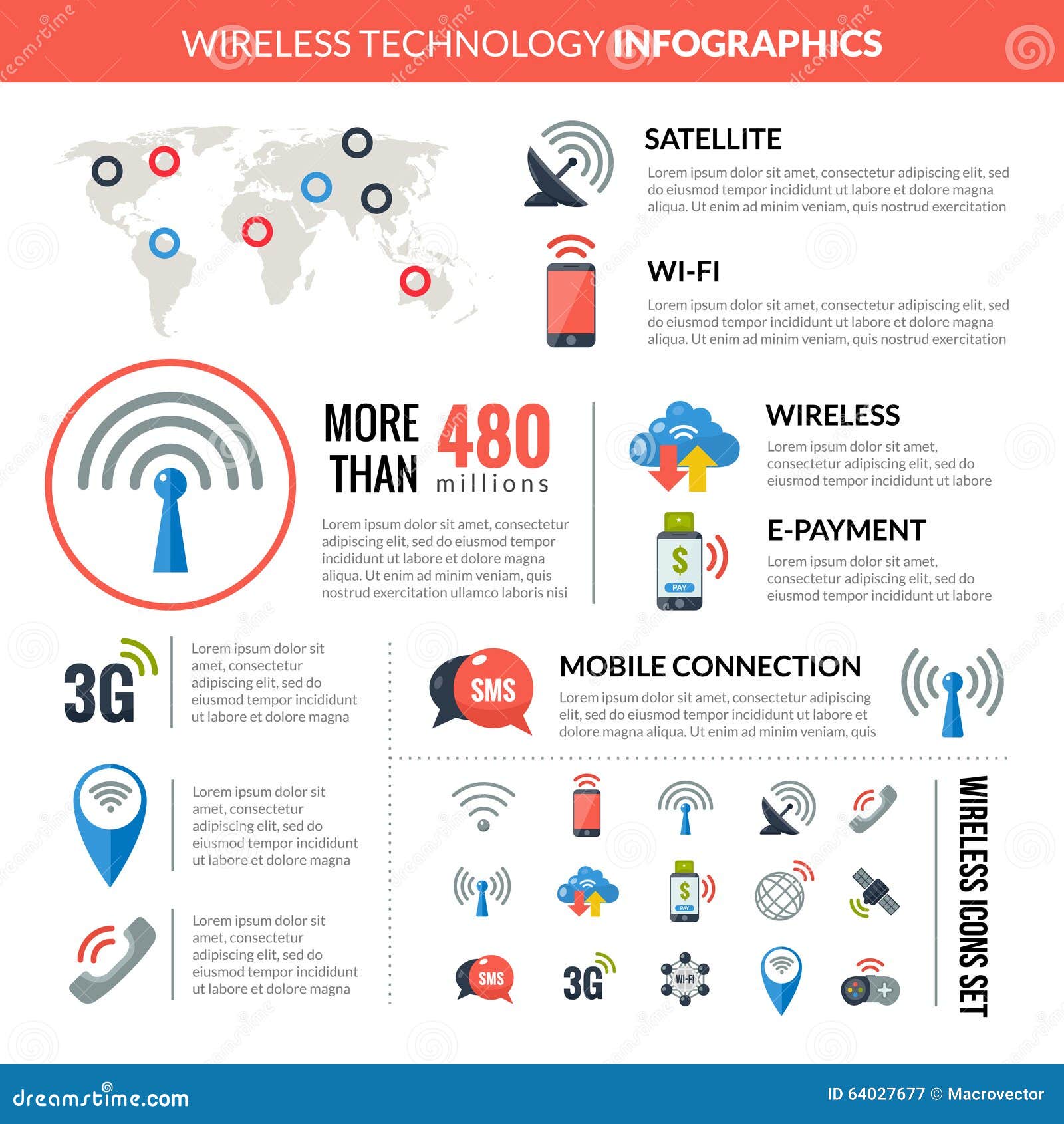 Wireless Connection Technology Infographic Layout Stock Vector ...