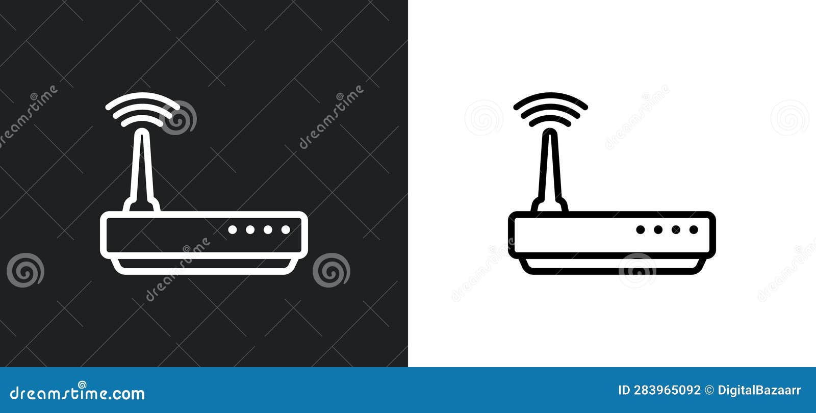 Wireless Connectivity Outline Icon in White and Black Colors. Wireless ...