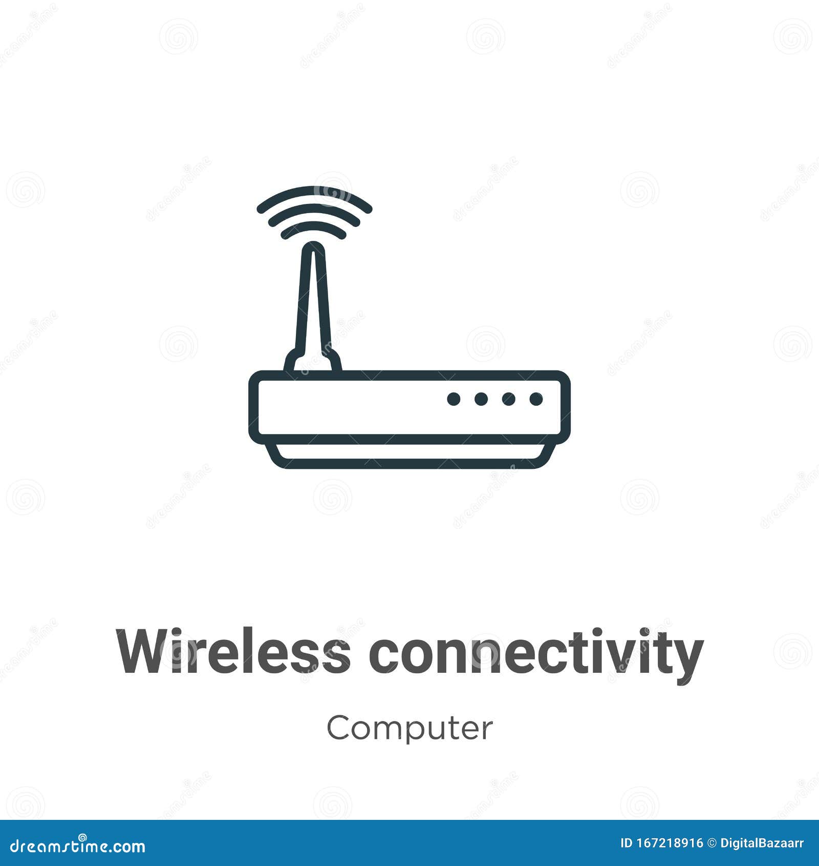 Wireless Connectivity Outline Vector Icon. Thin Line Black Wireless ...