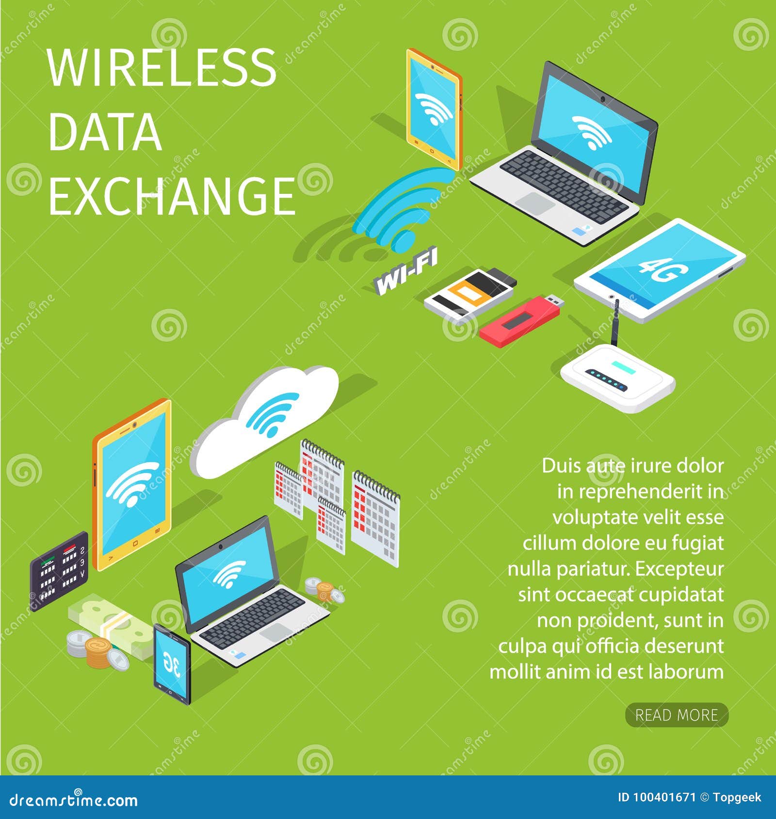 Wireless Data Exchange Equipment for Connection Stock Vector ...