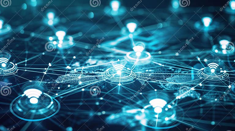 Wireless Data Network and Connection Technology Concept. Generative Ai ...