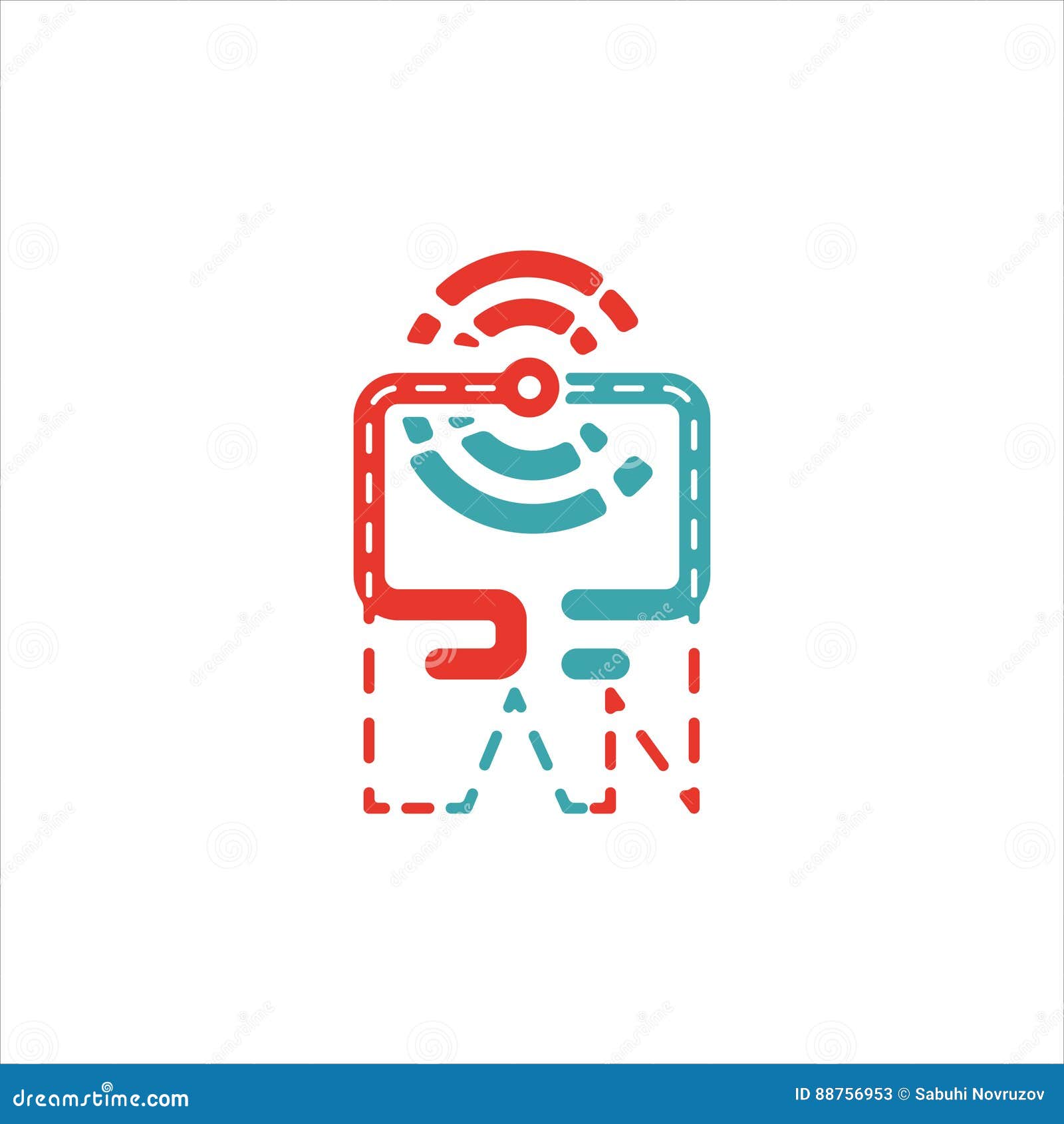Wireless Data Network Icon on Smartphone Screen Vector. Stock Vector ...