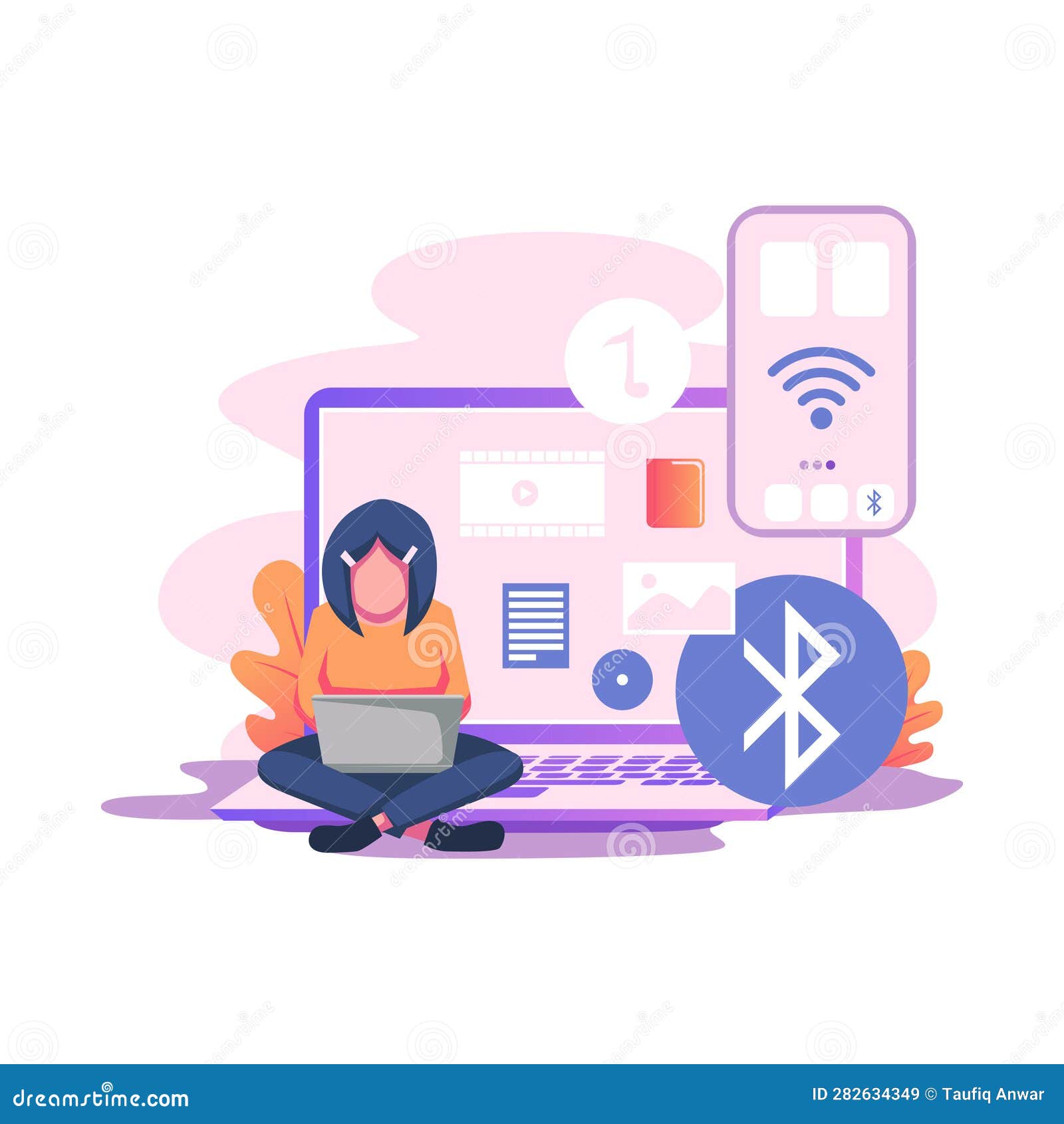 Wireless Device Connetion Flat Style Illustration Vector Design Stock ...