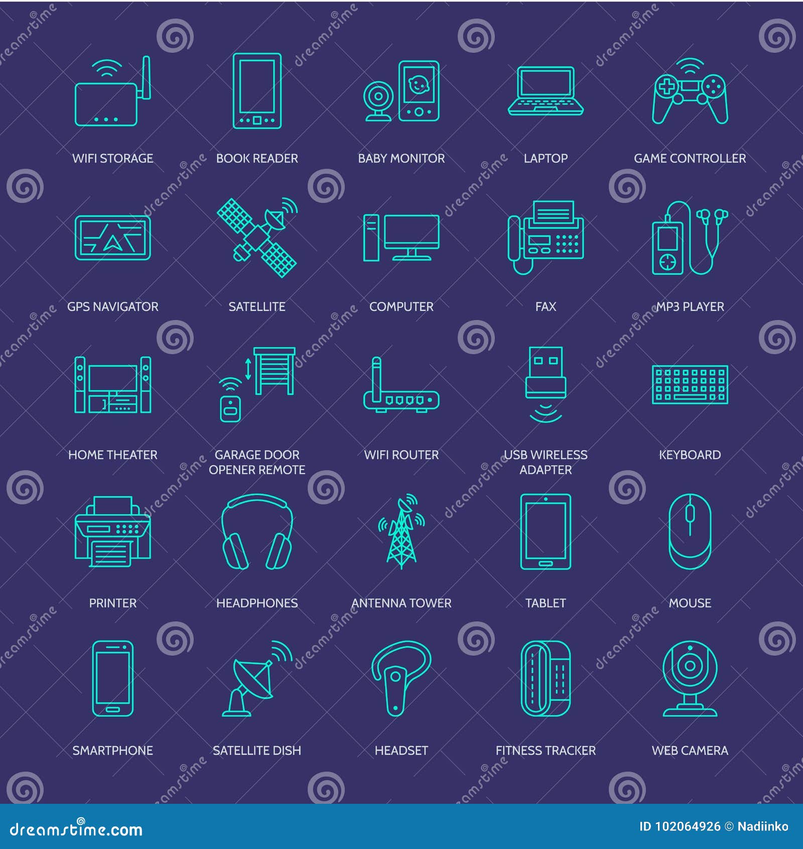 Wireless Devices Line Icons Collection. Bluetooth, WiFi, Hotspot ... Wireless Devices Line Icons Collection. Bluetooth, WiFi, Hotspot ...