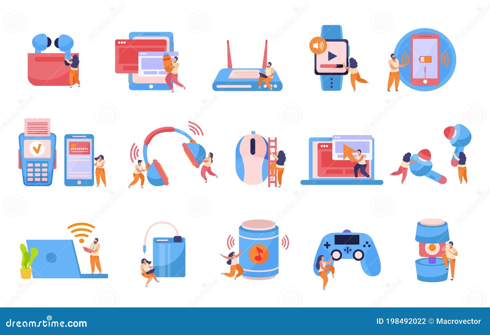 Wireless Devices Flat Set stock vector. Illustration of phone - 198492022