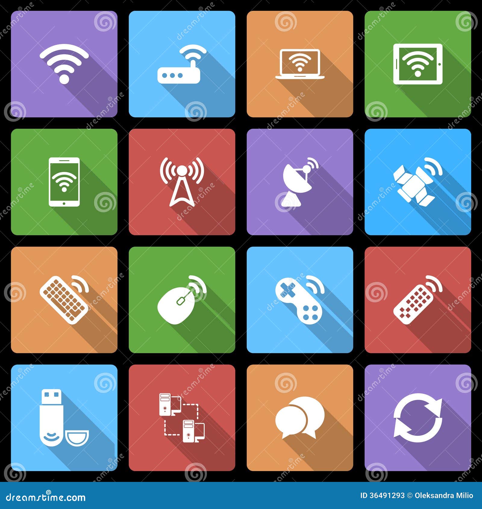 Wireless Devices Icons Set with Long Shadow Stock Vector - Illustration ...