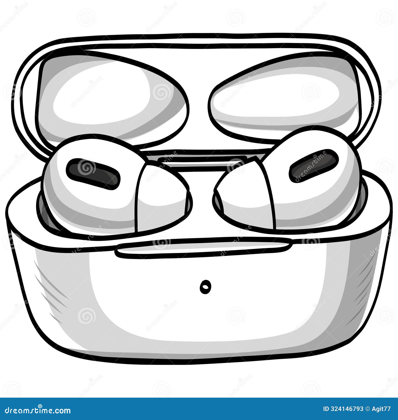 Wireless Earbuds Drawing Vector Illustration Stock Illustration ...