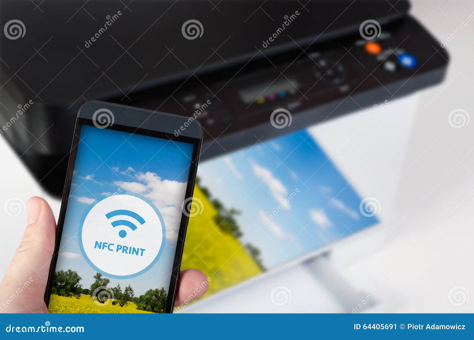 Wireless Easy Printing With Near Field Communication Technology Stock ...