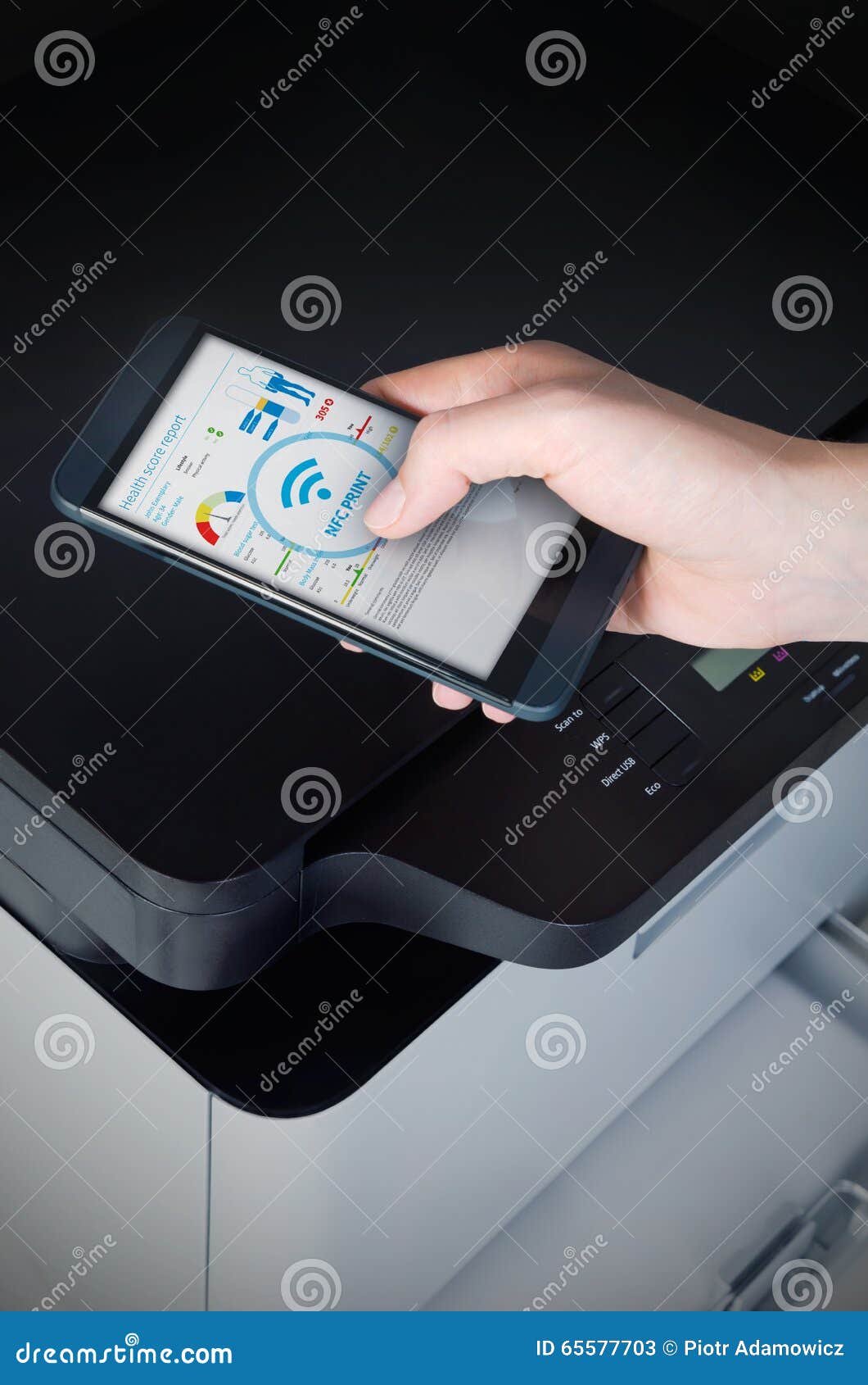 Wireless Easy Printing with Near Field Communication Technology Stock ...