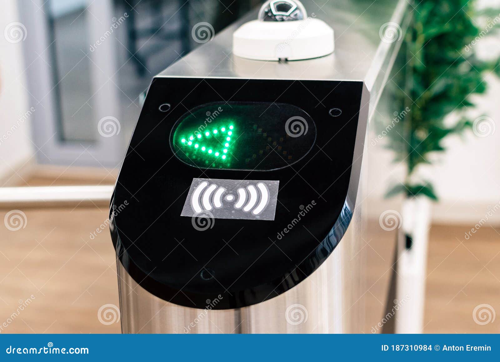 Wireless Electronic Turnstile with Camera, Passage Allowed Stock Photo ...
