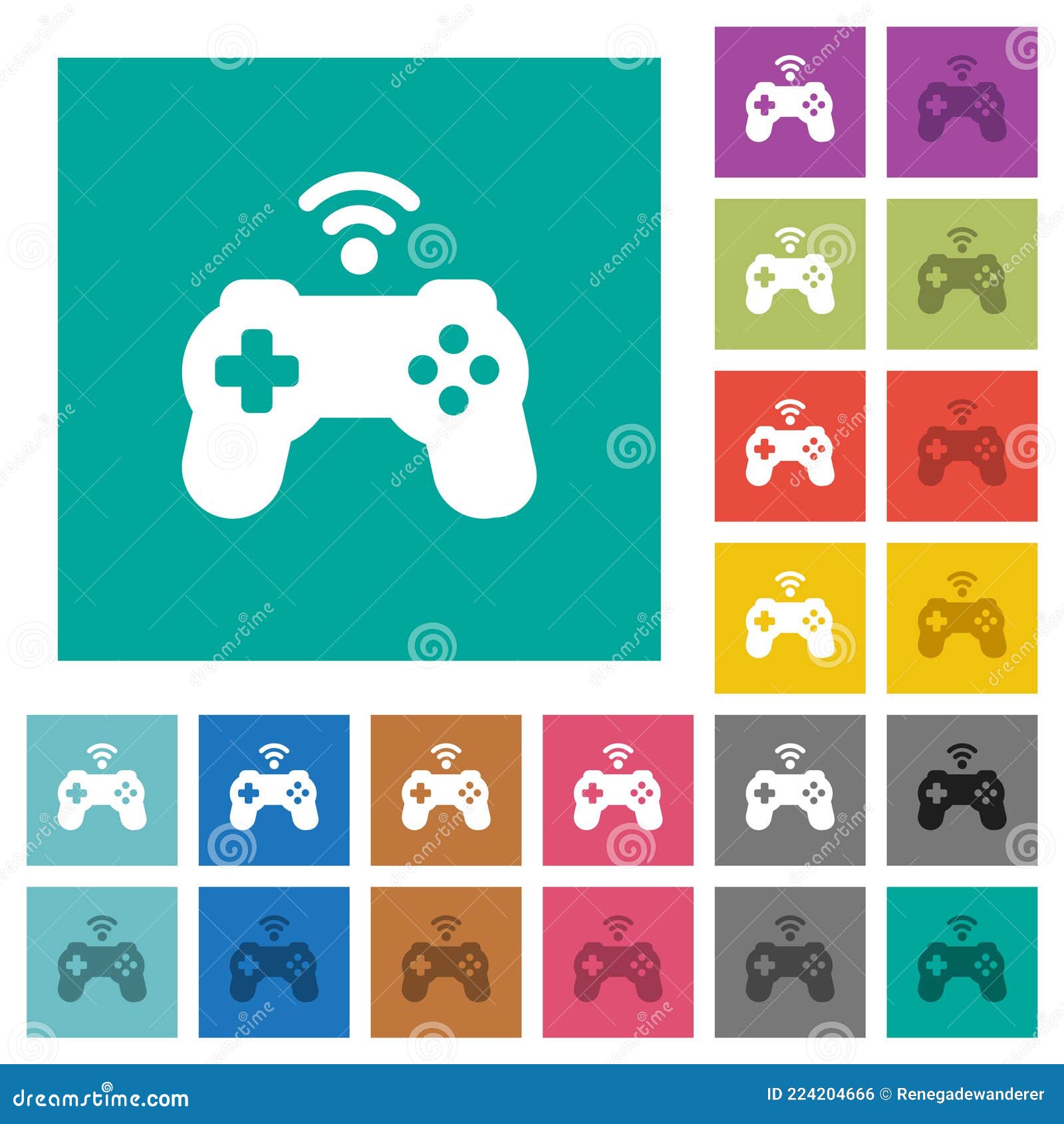 Wireless Game Controller Square Flat Multi Colored Icons Stock Vector ...