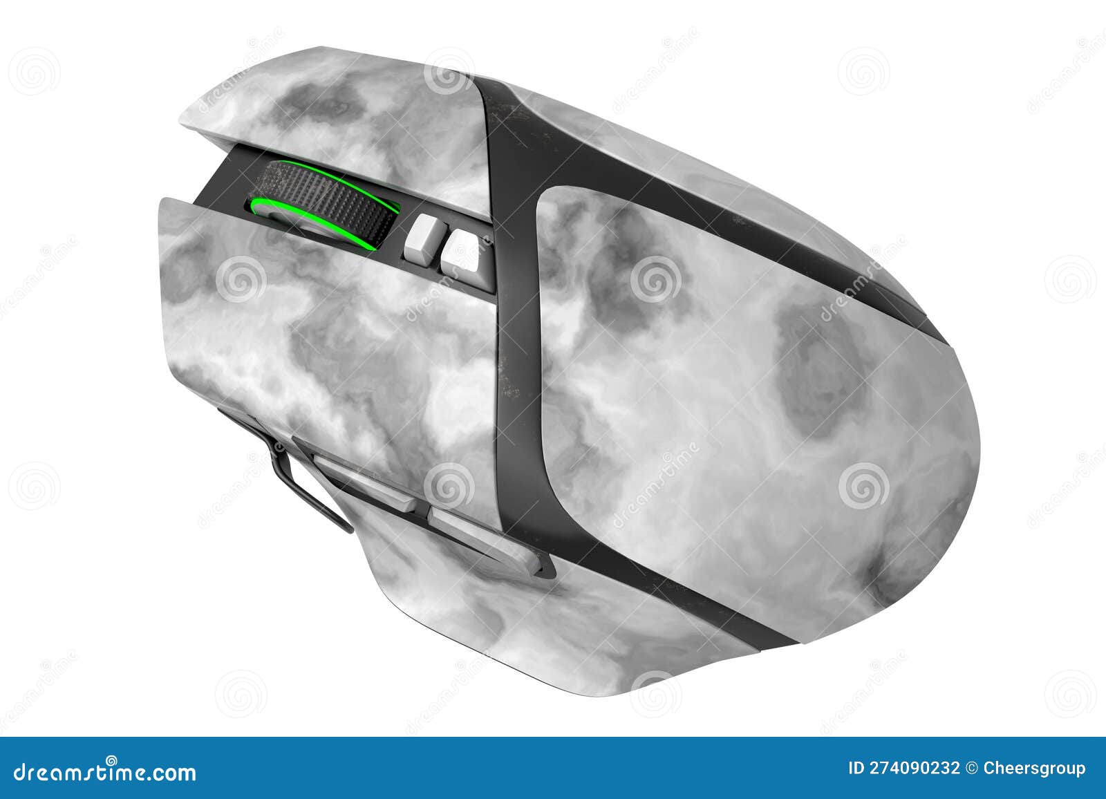 Wireless Gaming Computer Mouse with Black Marble Texture on White ...