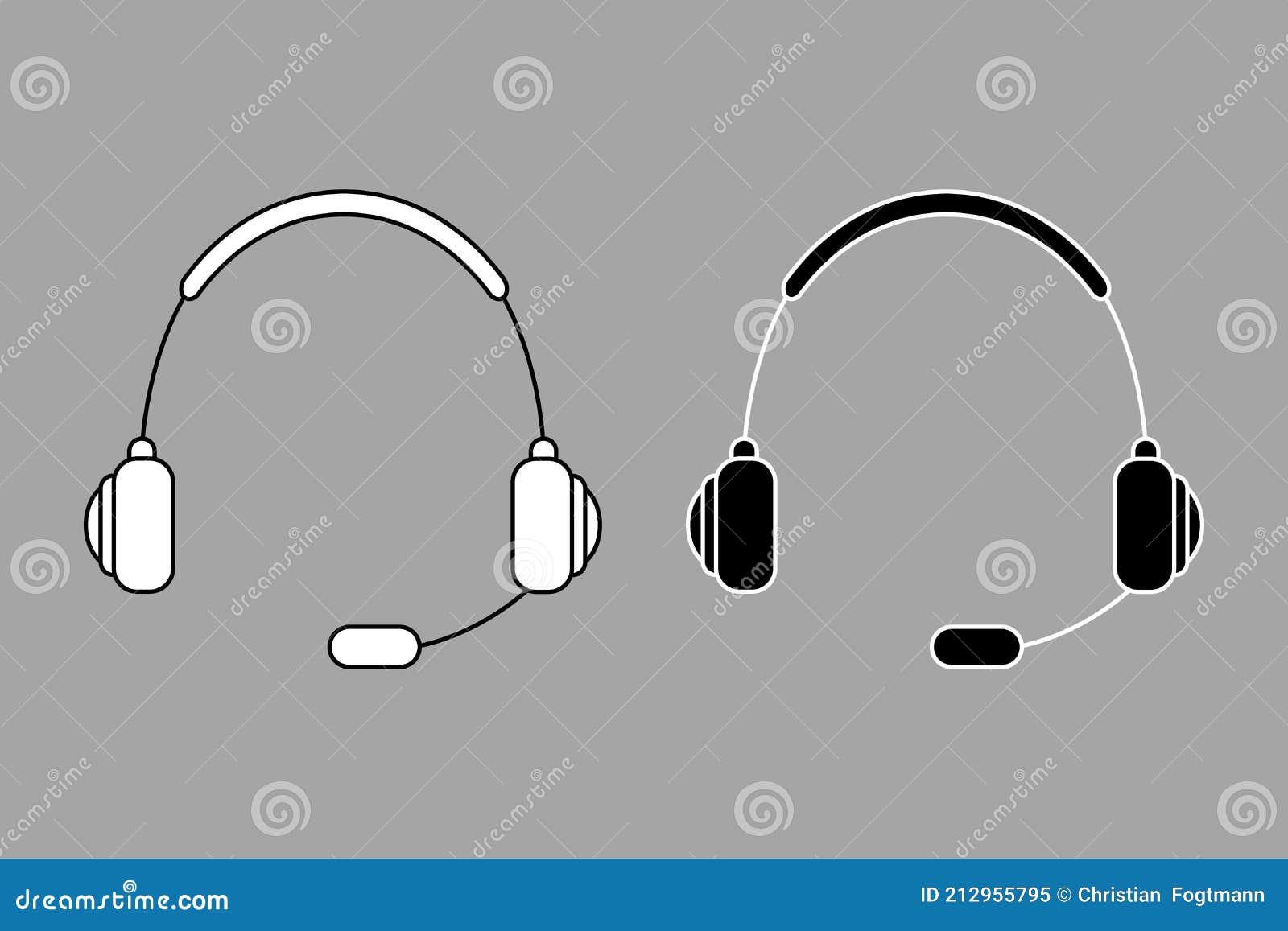 Wireless Gaming Headphones with a Microphone Black White Outline Stock ...