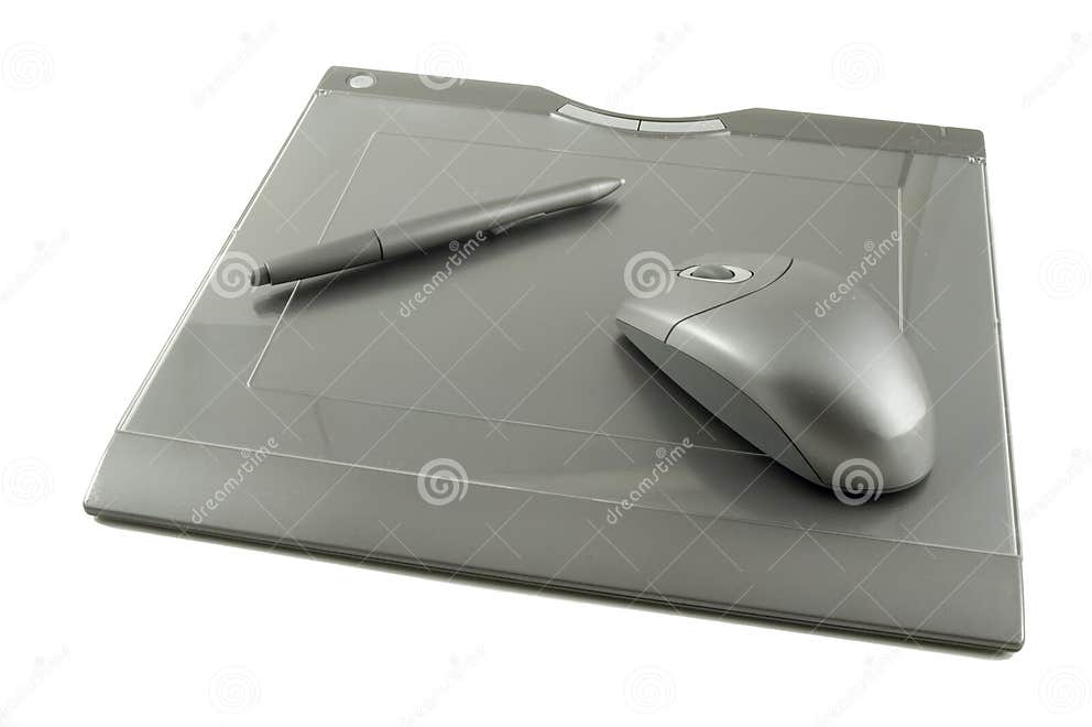 Wireless Graphics Tablet with Stylus and Mouse Stock Photo - Image of ...