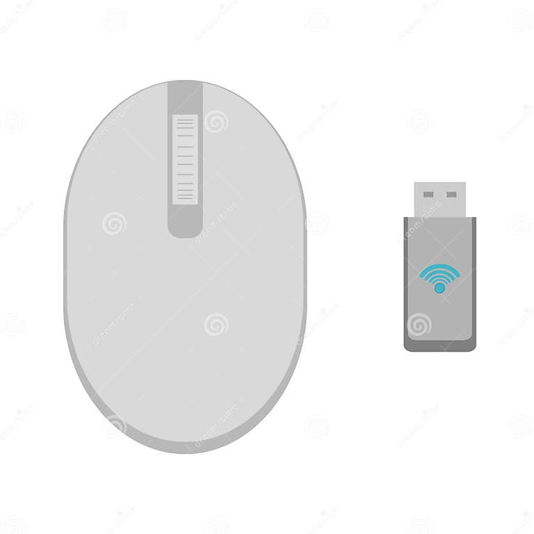 A Wireless Gray Computer Mouse in the Shape of an Oval, with Two Keys ...
