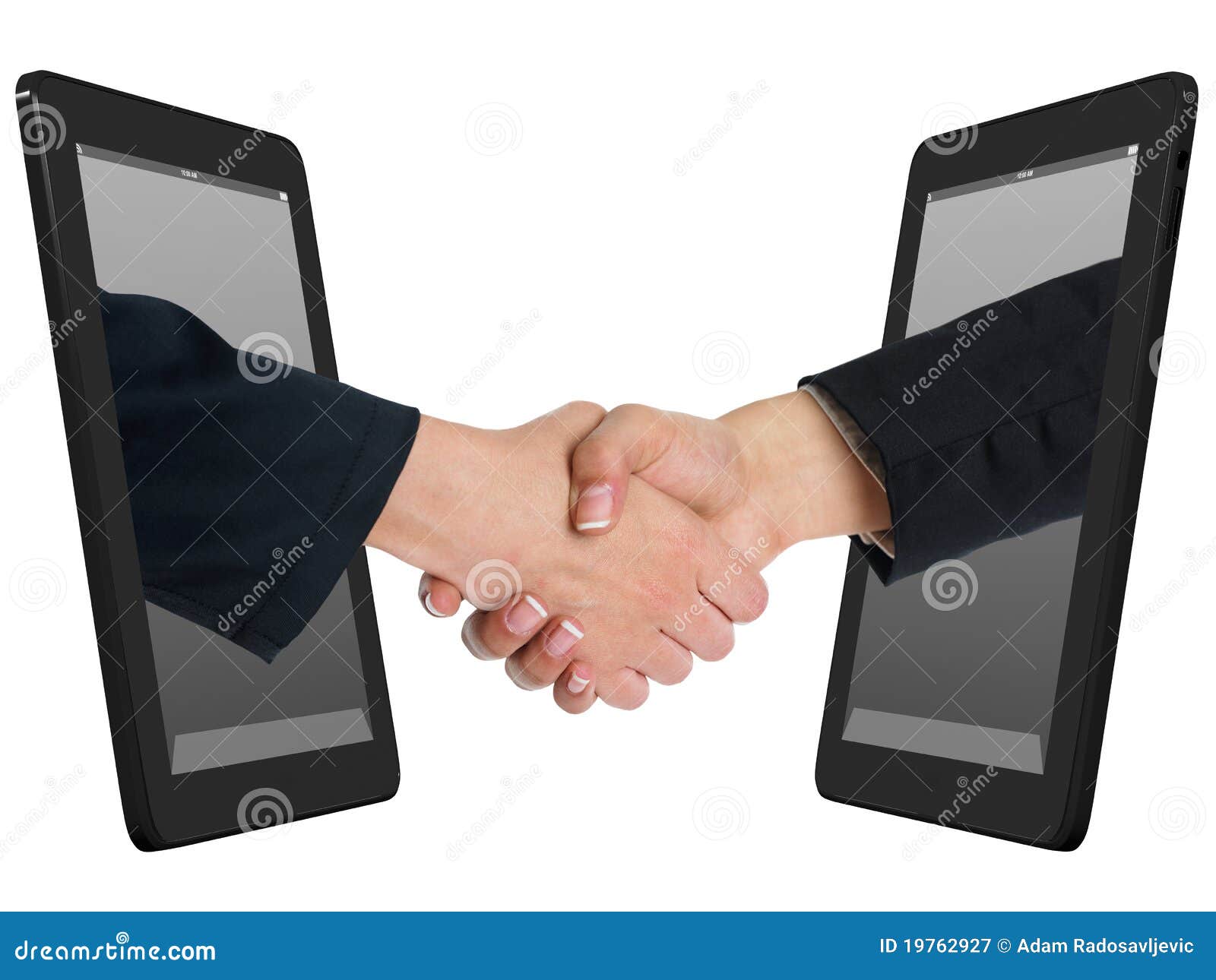 Wireless Handshaking Concept with Tablet Computer Stock Image - Image ...
