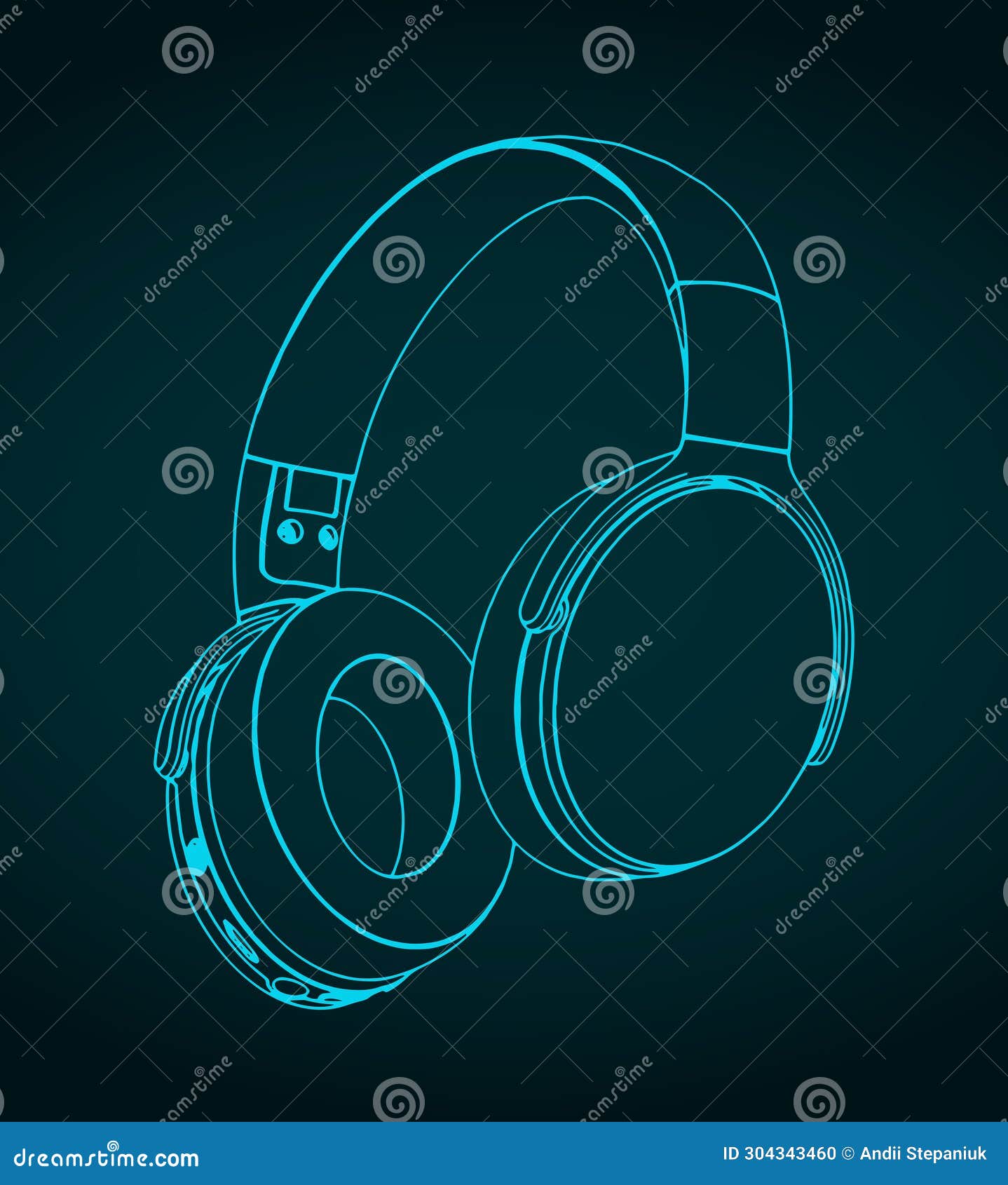 Wireless Headphones Isometric Blueprint Stock Illustration ...