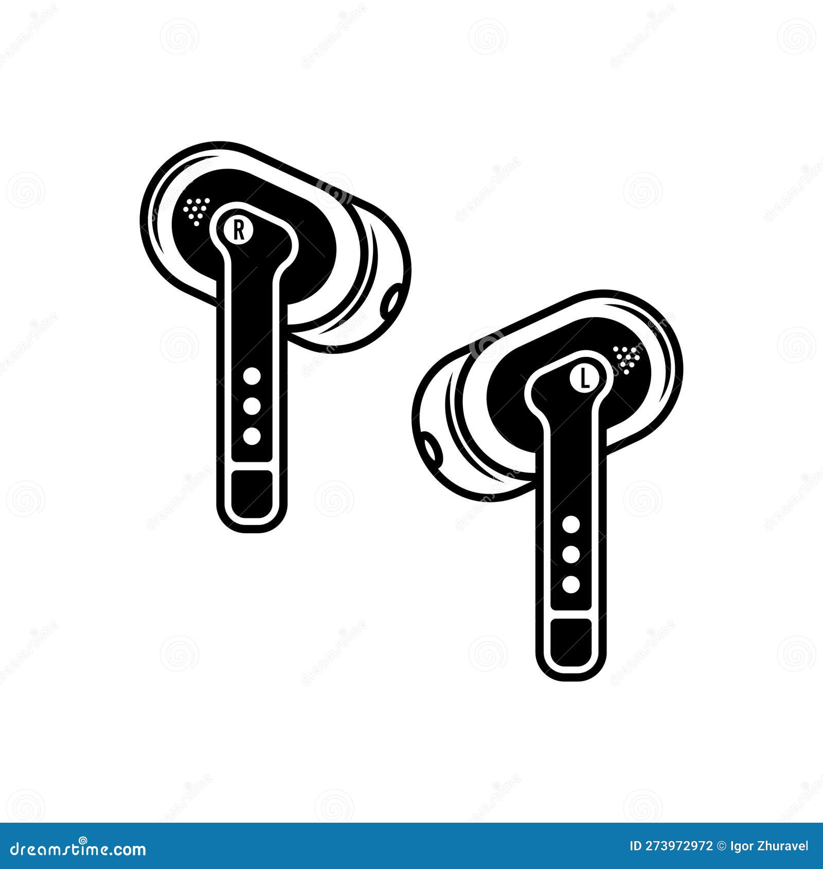 Wireless Headphones Vector Illustration in Black and White Style Stock ...