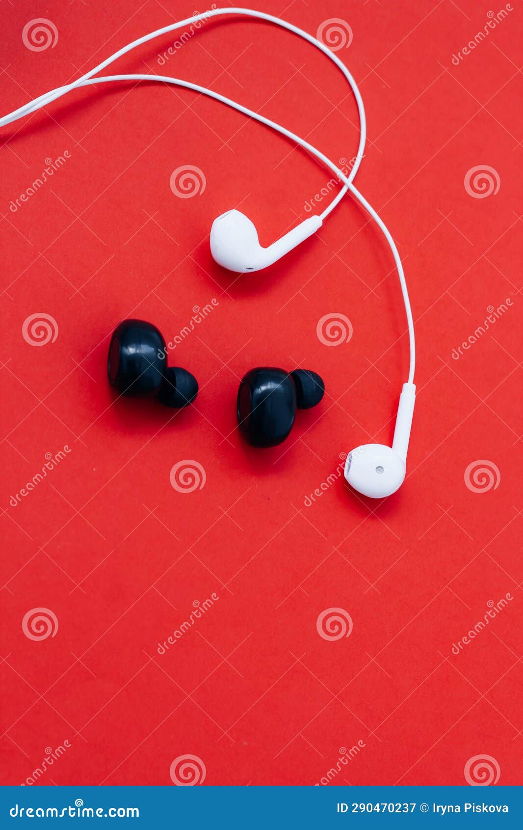 Wireless Headphones and Headphones with Wires Stock Image - Image of ...