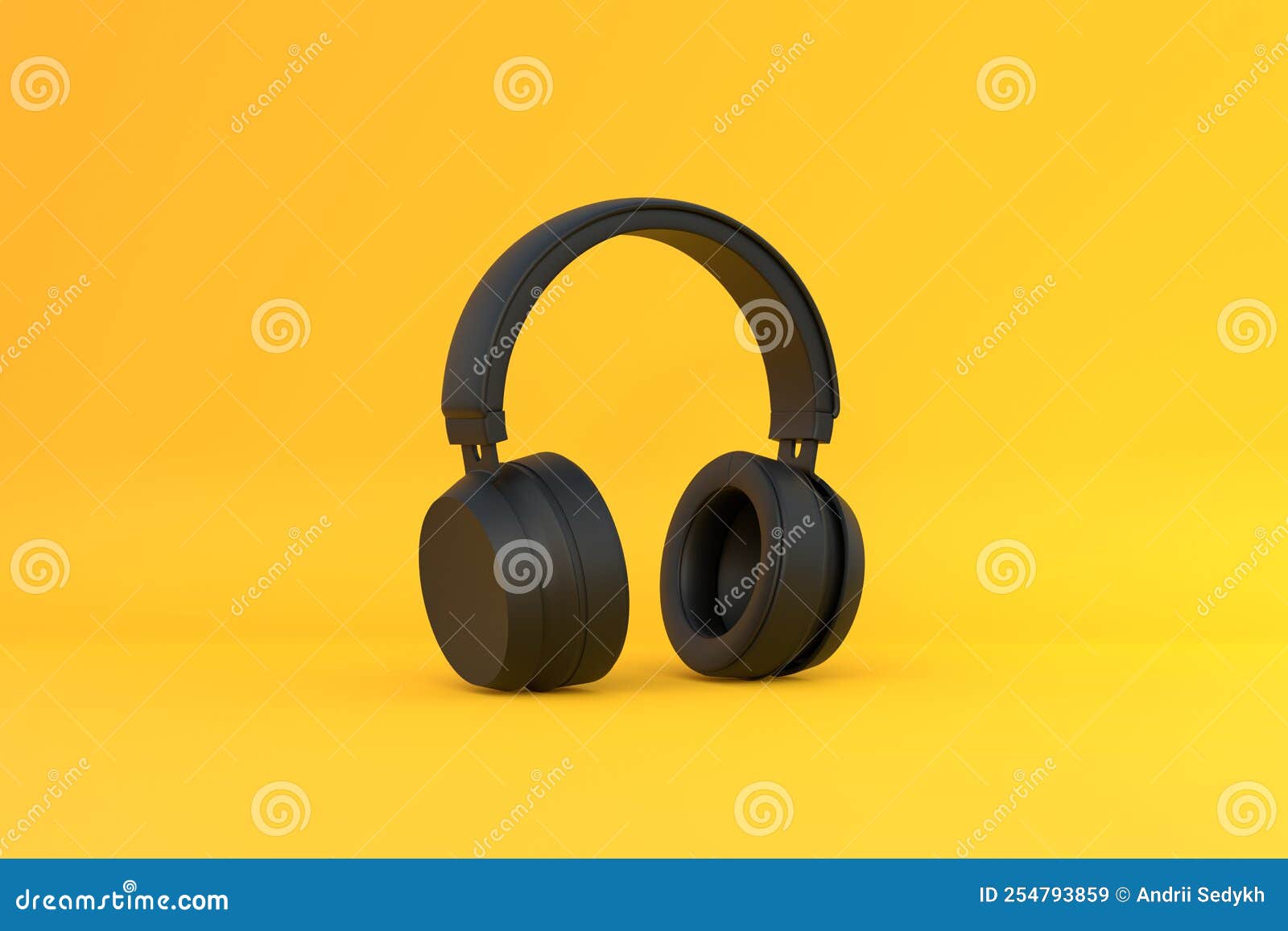 Wireless Headphones on a Yellow Background Stock Illustration ...