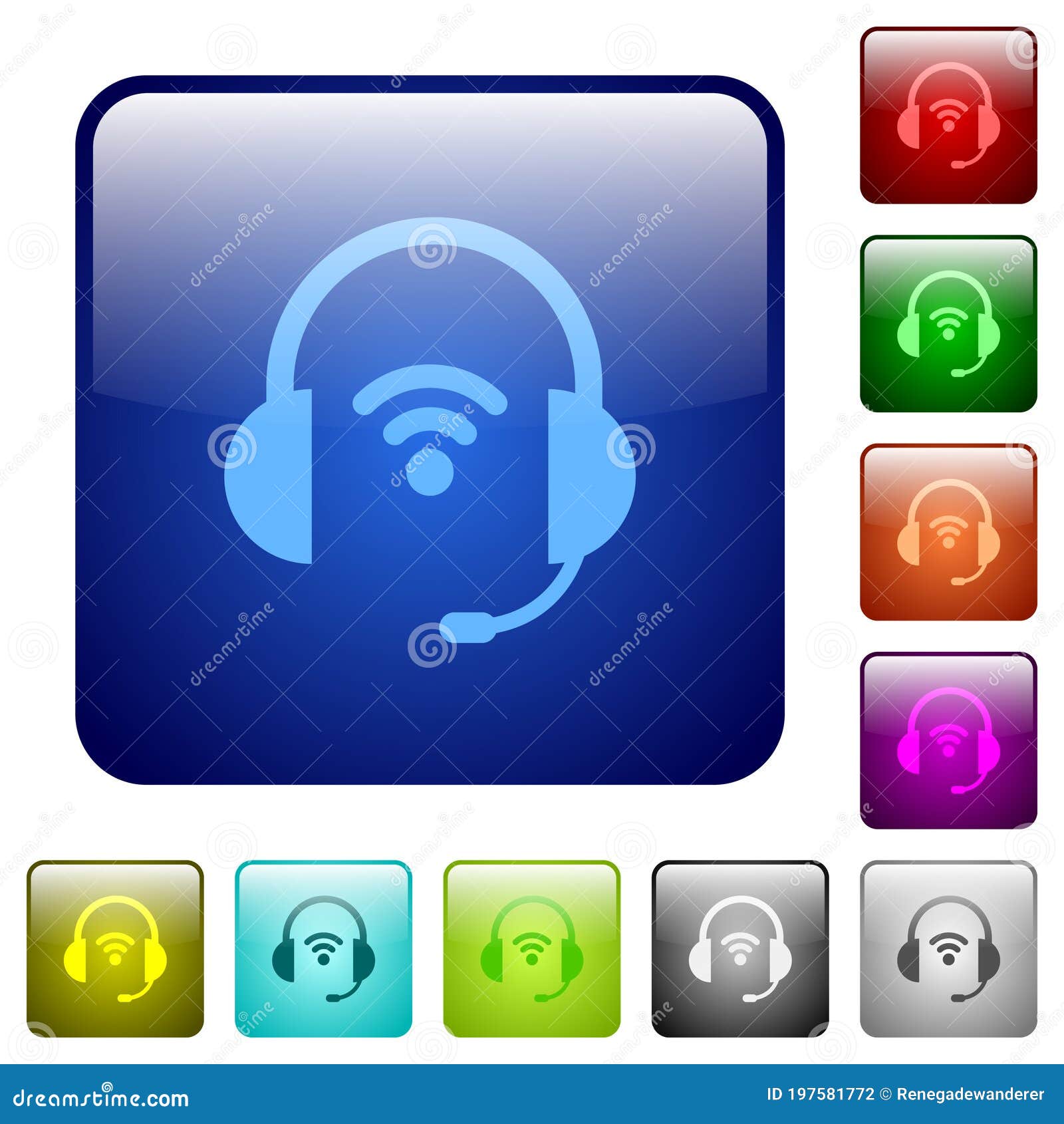 Wireless Headset Color Square Buttons Stock Vector - Illustration of ...