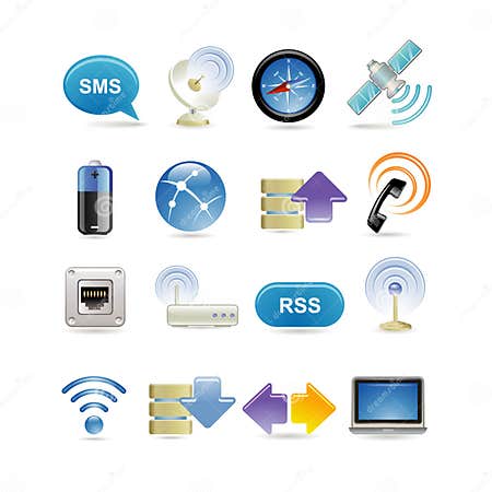 Wireless icon set stock vector. Illustration of equipment - 13259044