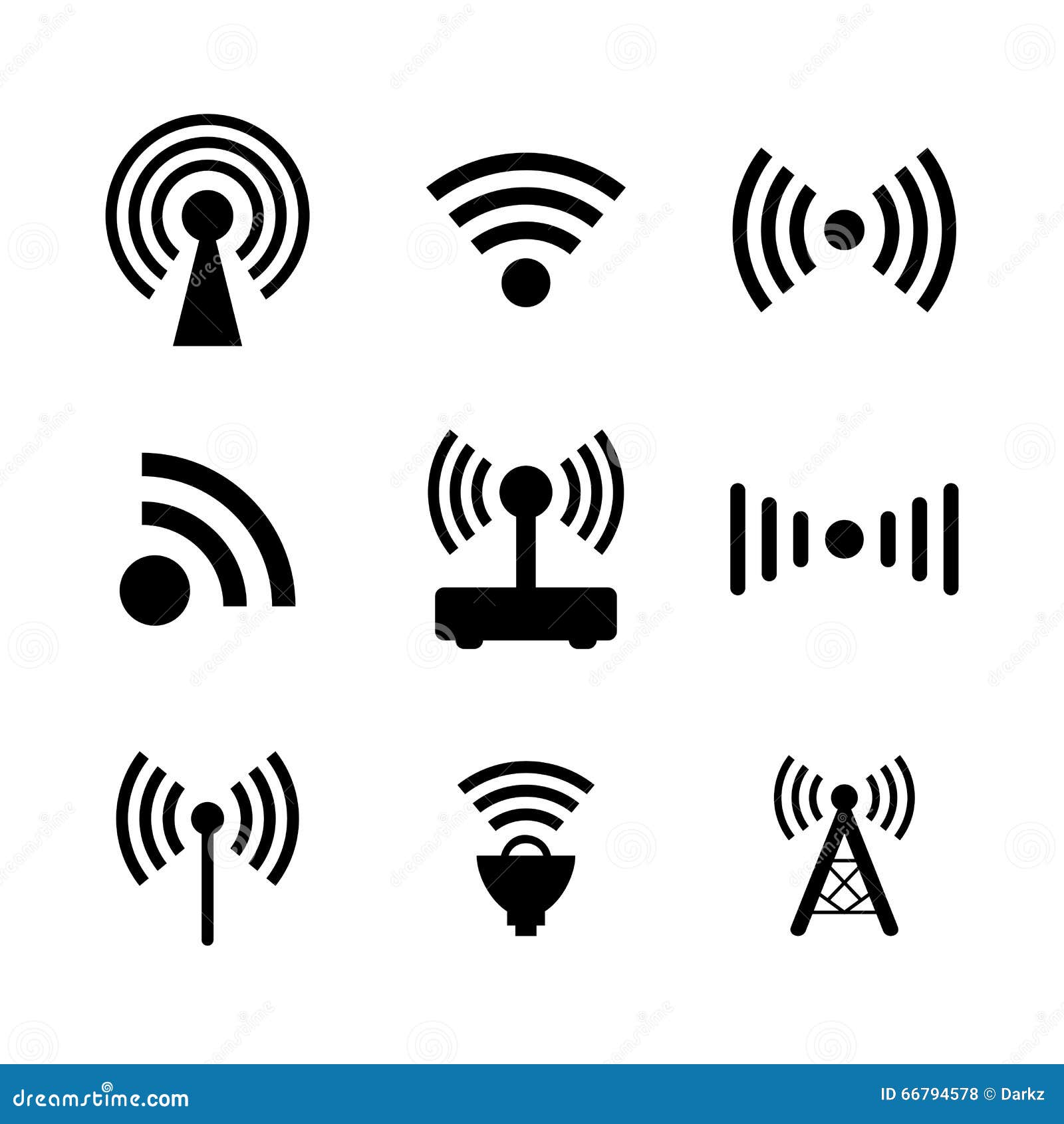 Wireless Icon set stock illustration. Illustration of button - 66794578
