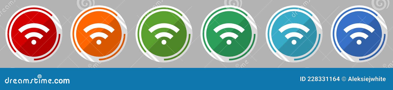 Wireless Icon Set, Vector Illustration in 6 Colors Options for ...