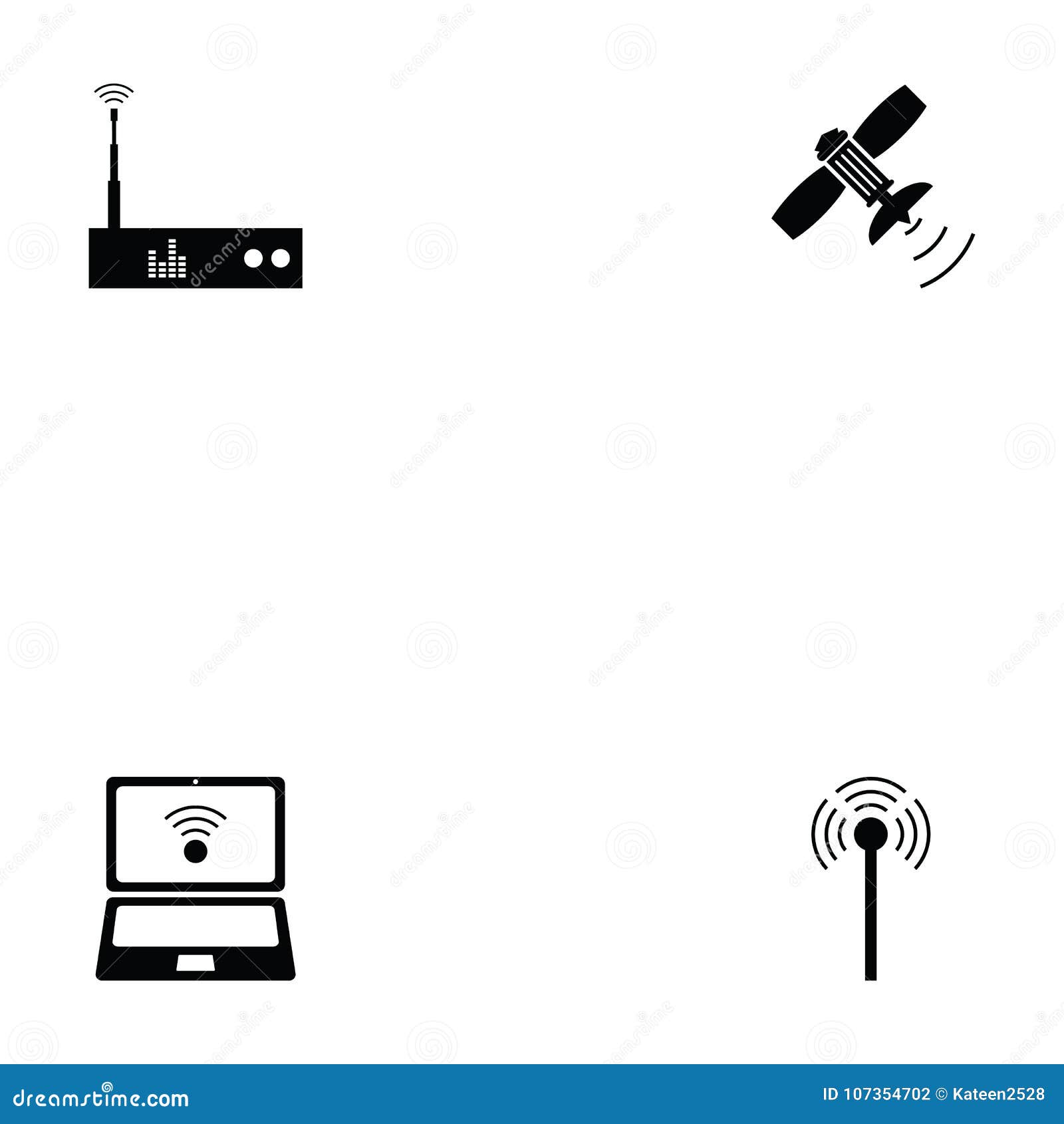 Wireless icon set stock vector. Illustration of symbol - 107354702