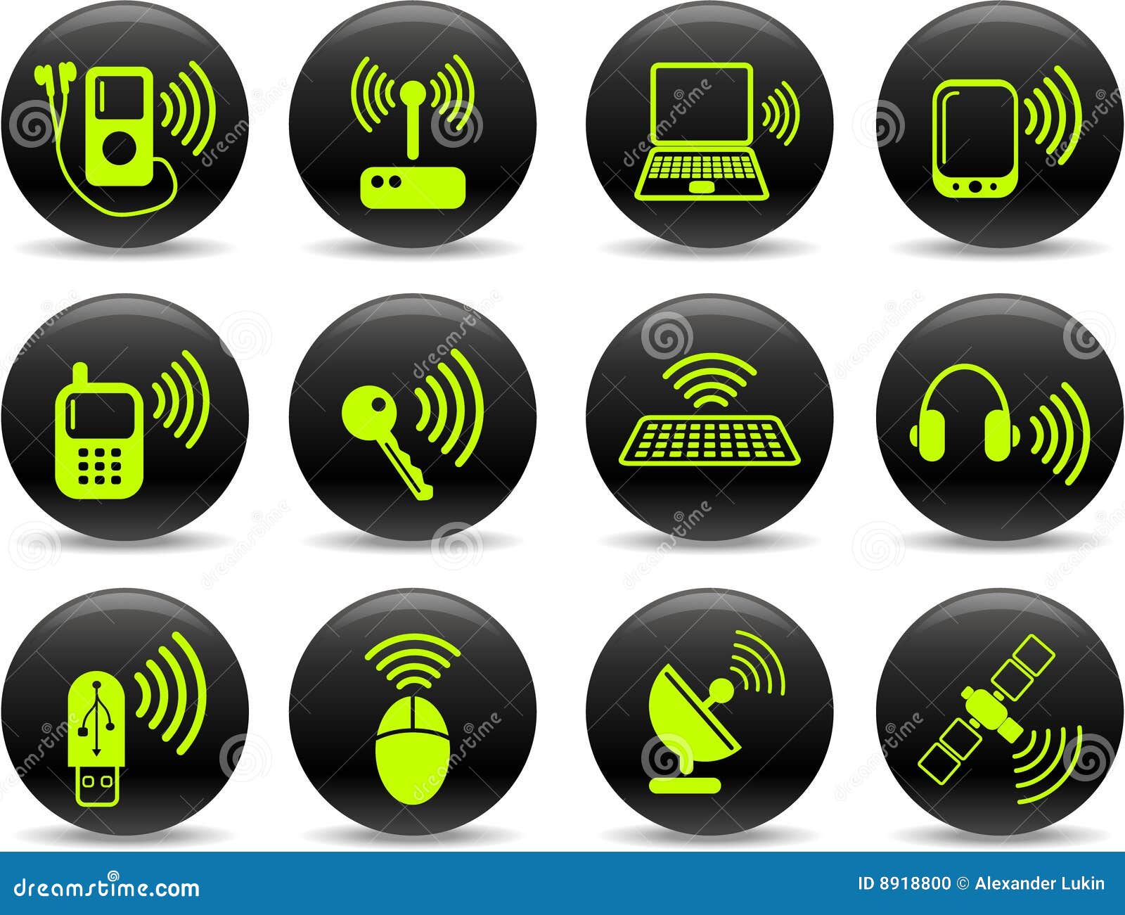 Wireless icons stock vector. Illustration of earphones - 8918800