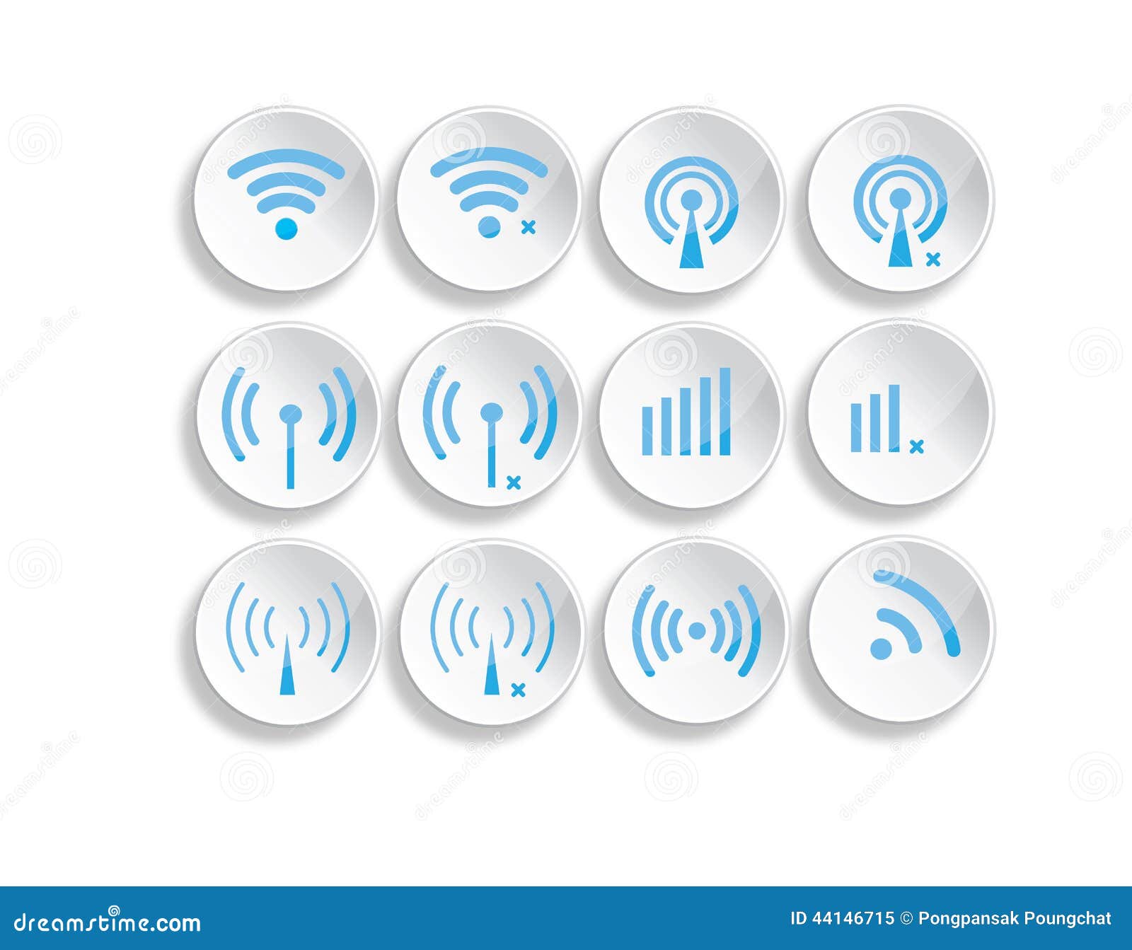 Set Of Different Wireless 3d Buttons And Wifi Icons Stock Image ...