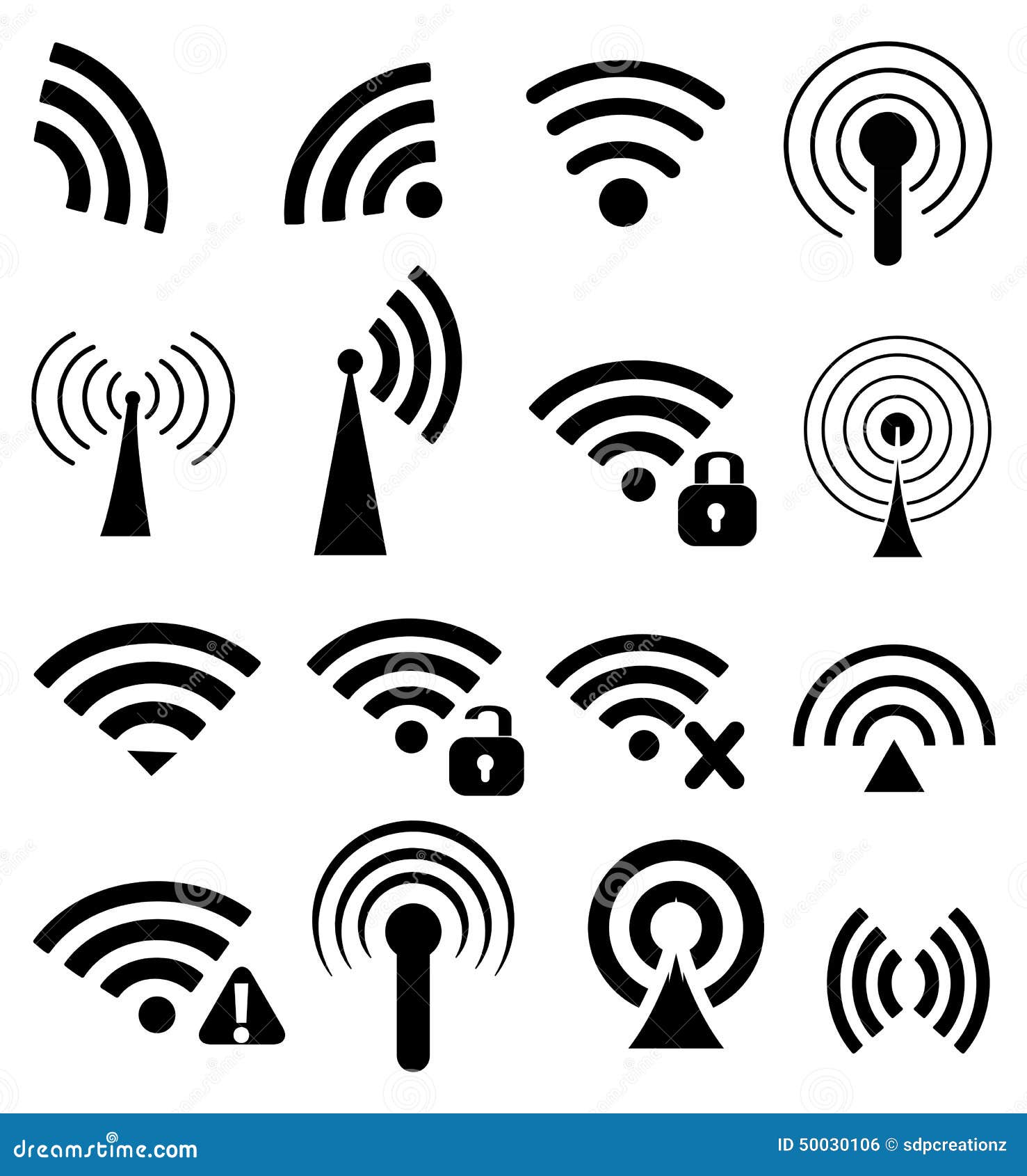 Wireless icons set stock vector. Illustration of black - 50030106