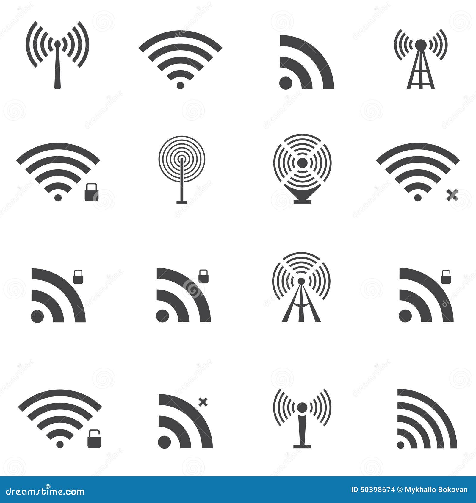 Wireless icons set stock vector. Illustration of idea - 50398674