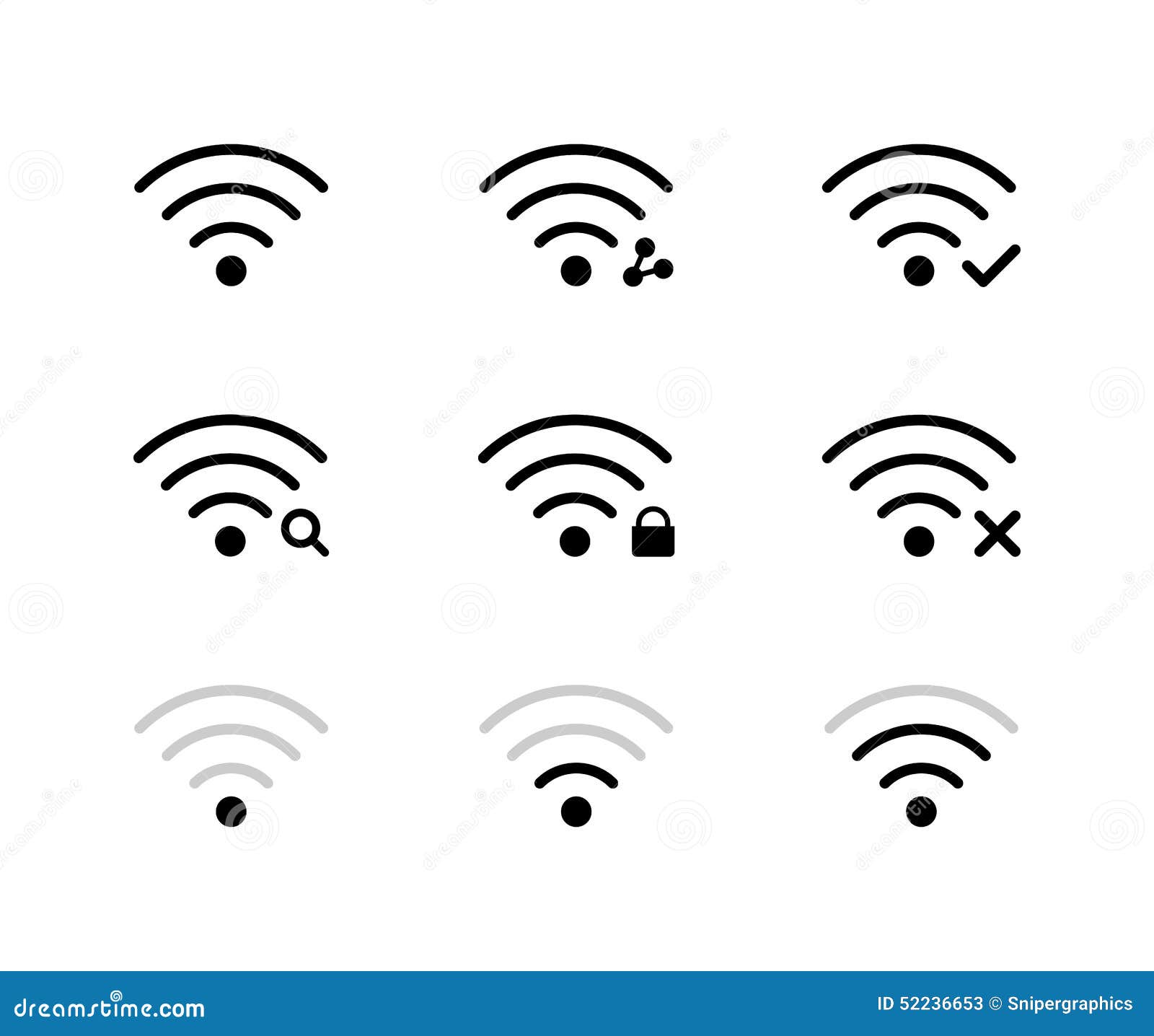 Wi-fi Wireless Icons. Visualization Of Wi-fi Connection Signal Quality ...