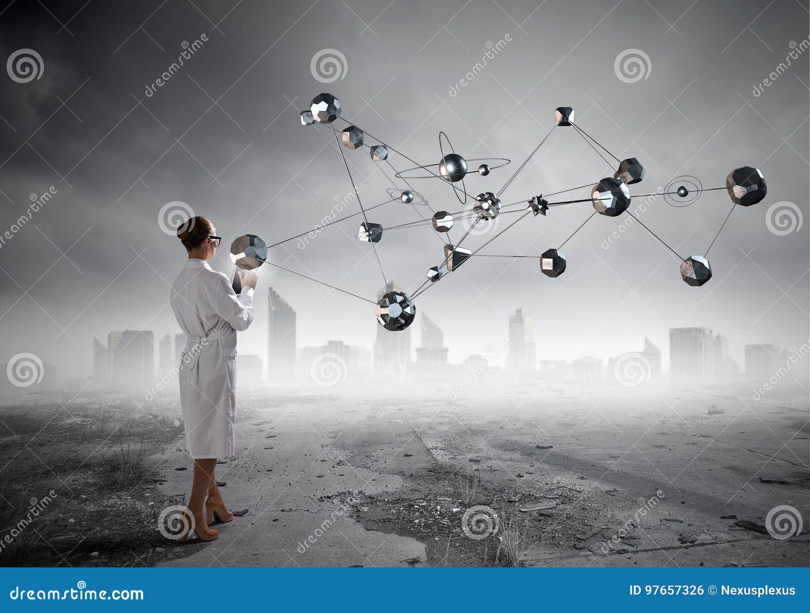 Wireless Interaction and Connection . Mixed Media Stock Photo - Image ...