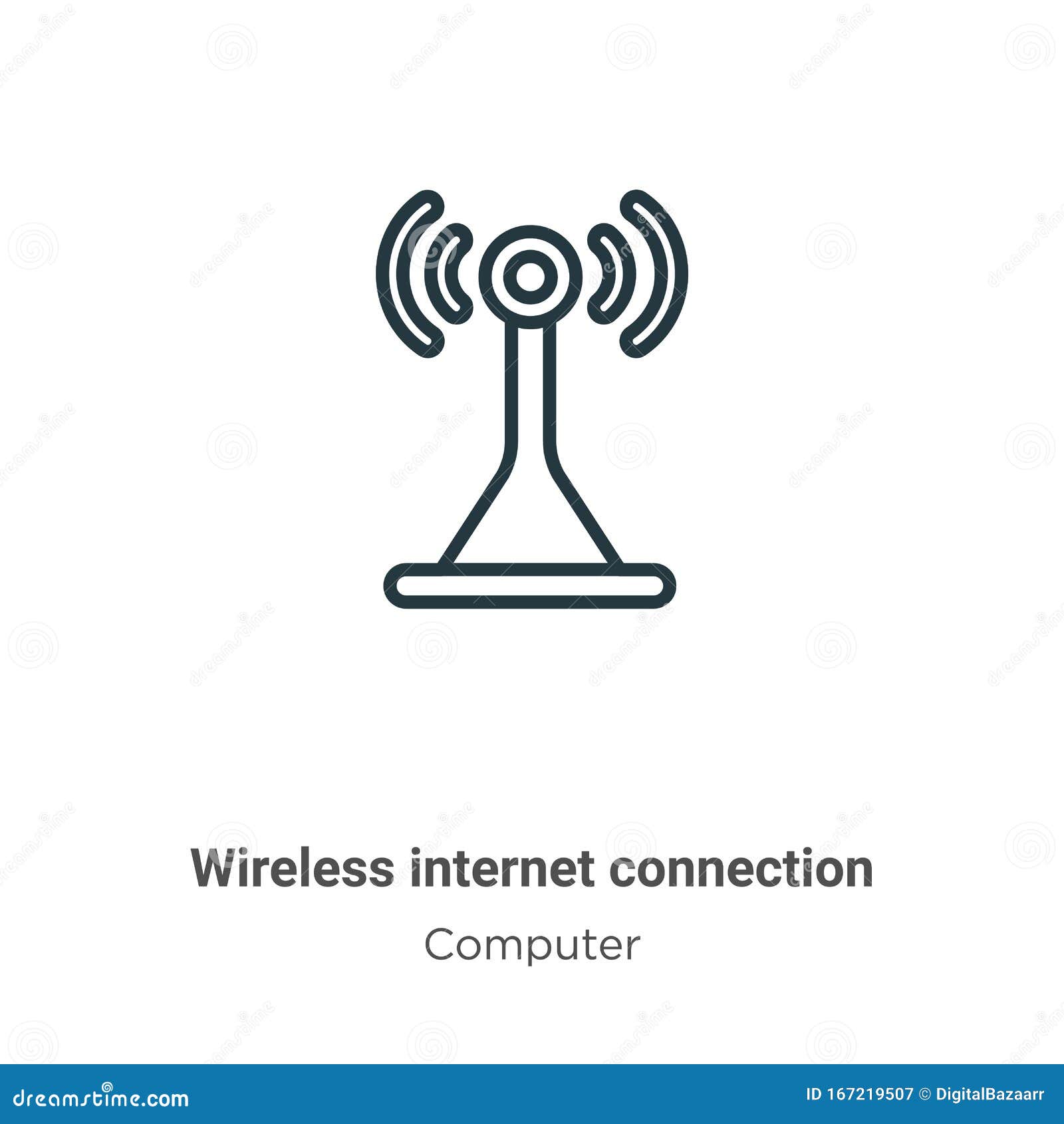 Wireless Internet Connection Outline Vector Icon. Thin Line Black ...