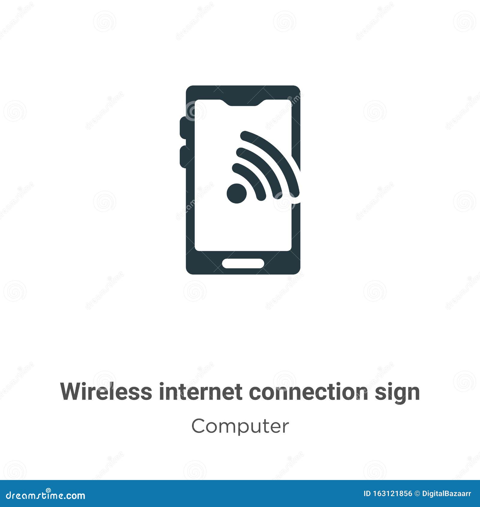 Wireless Internet Connection Sign Vector Icon on White Background. Flat ...