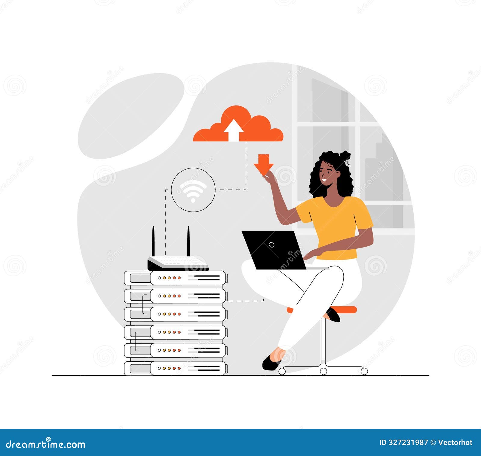 Wireless Internet Connection Technology. Wifi Communication of Gadgets ...