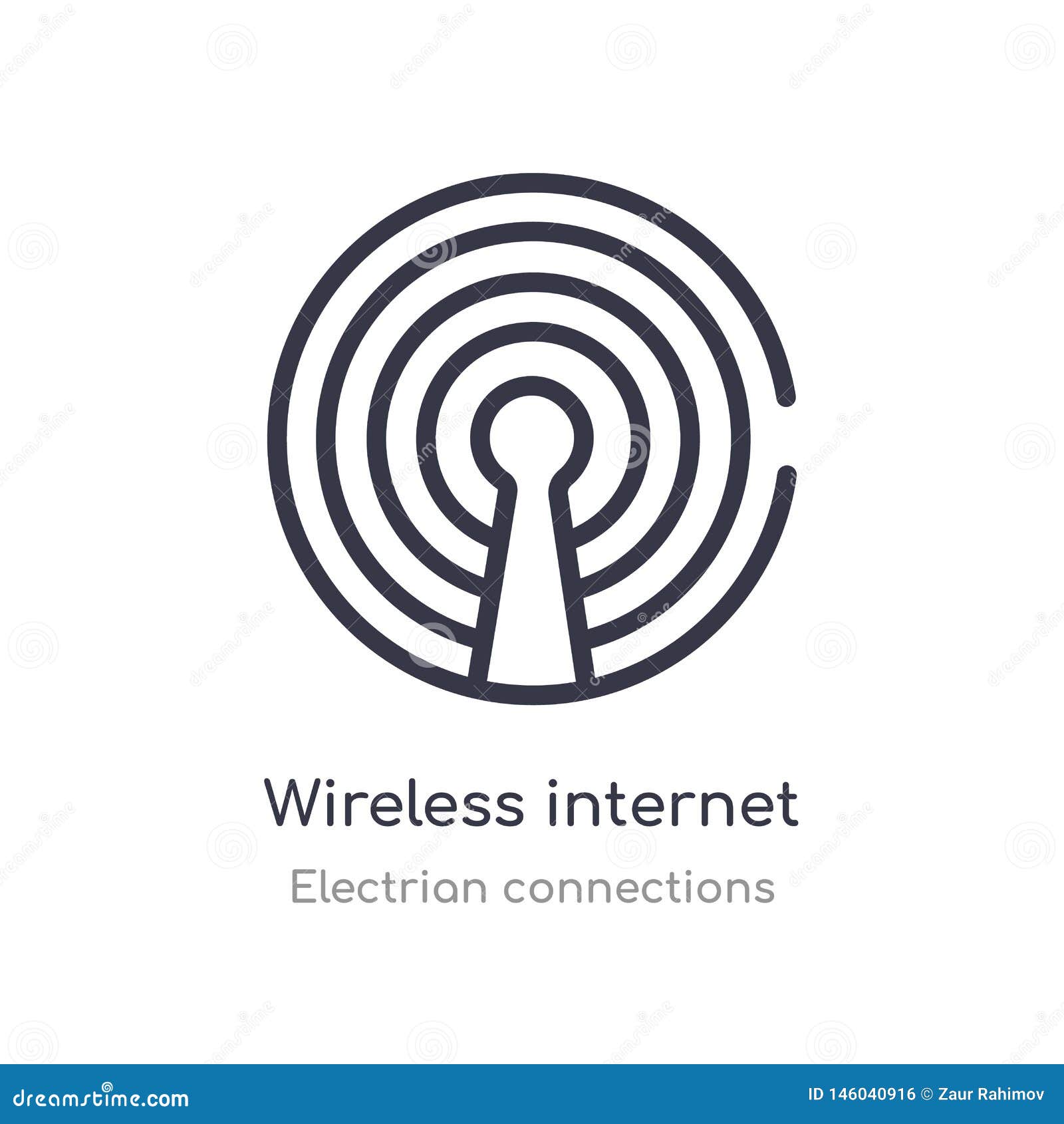 Wireless Internet Outline Icon. Isolated Line Vector Illustration from ...