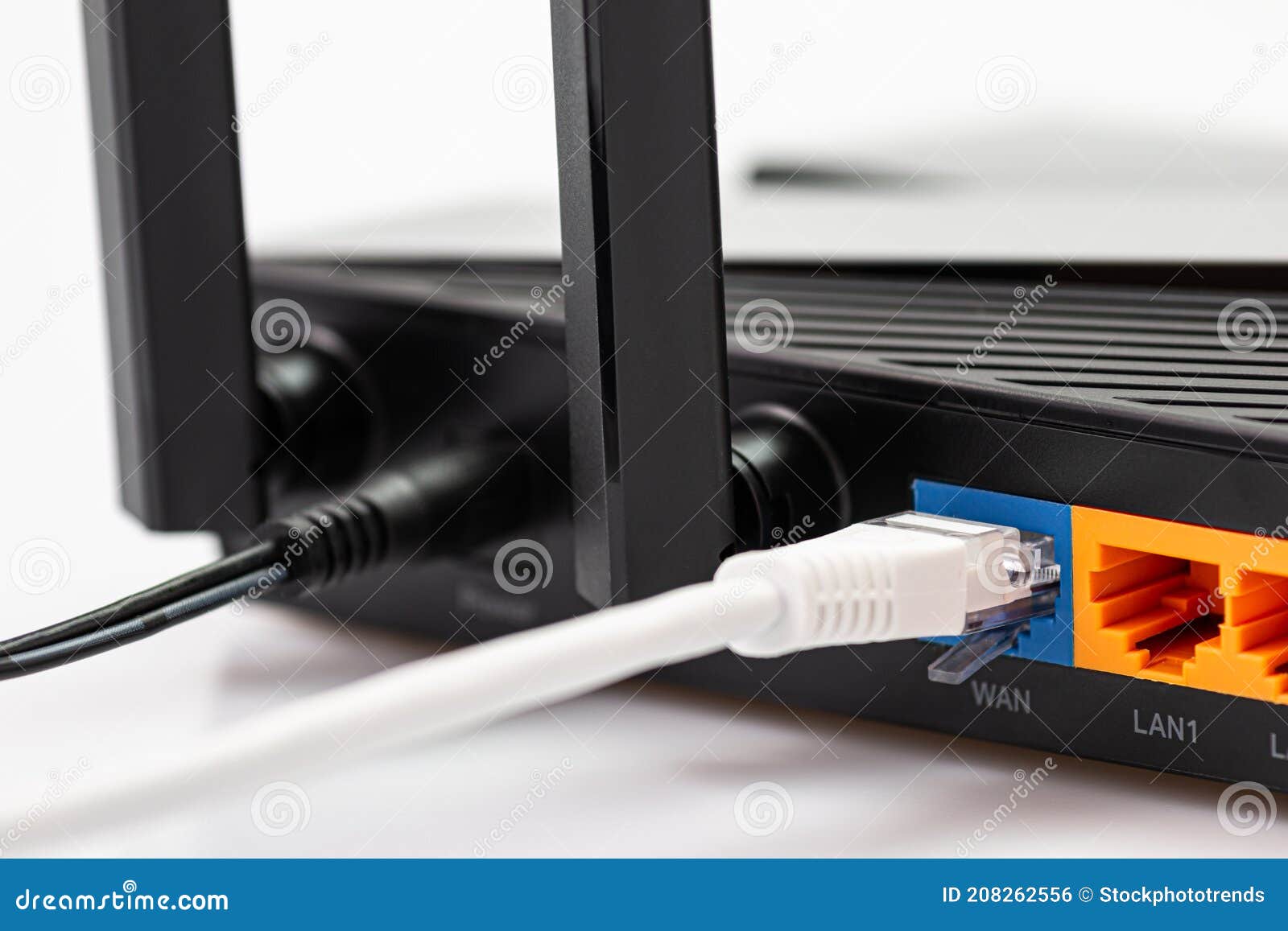 Wireless Internet Router with Connected Cables Stock Photo - Image of ...